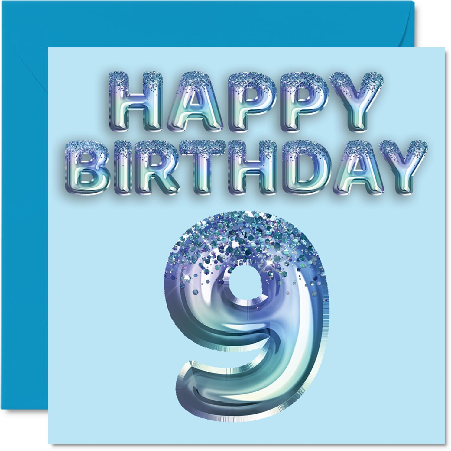 Amazon.com : Stuff4 9th Birthday Card for Boys - Blue Glitter Party ...