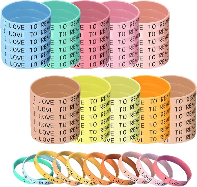 Amazon.com: Colorful I Love to Read Rubber Bracelets,Motivational ...