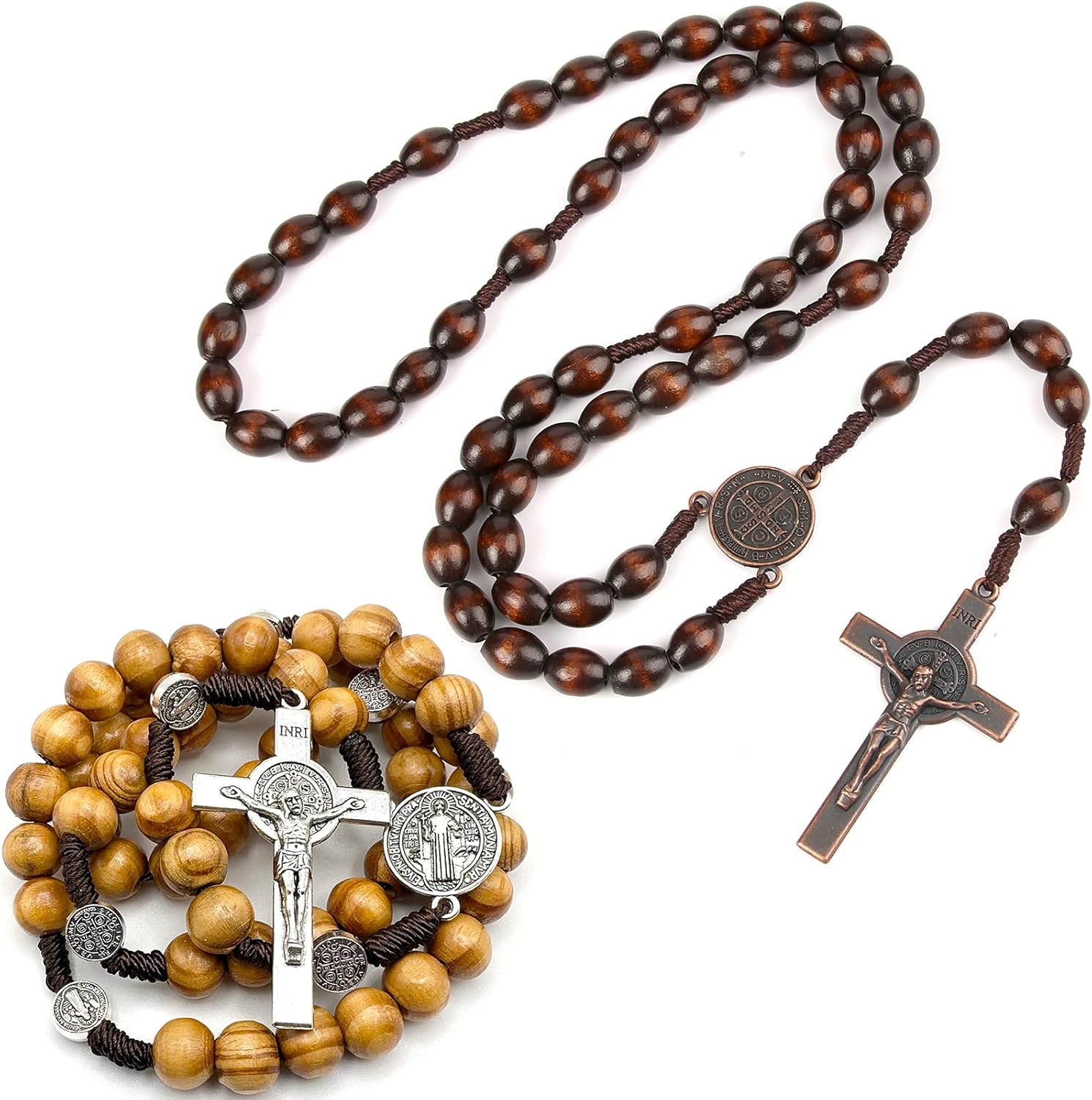 2Pcs Rosary Necklace, Rosary Beads Catholic Men, Rosary Beads Necklace ...
