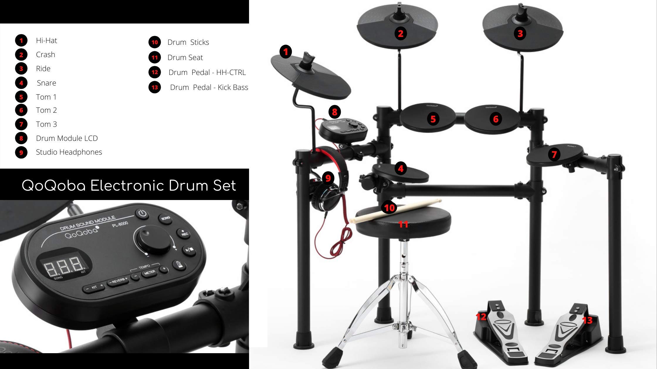 Electronic Drum Set Pro Lite 8k Series Midi Digital Electric ...