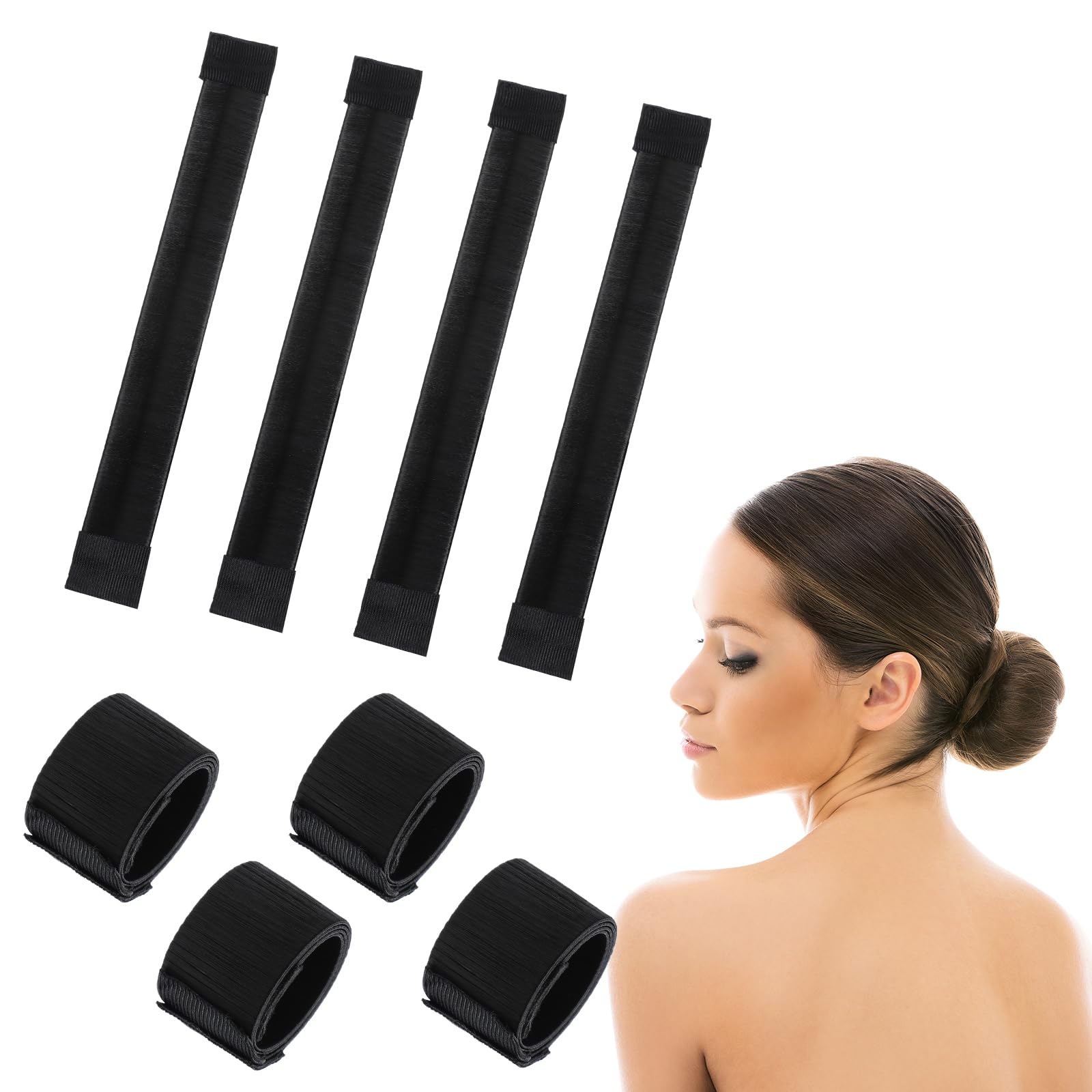4 Pcs Bun Maker for Long Hair,Fold Wrap Snap-Hair Bun Snap Roll Bun ...