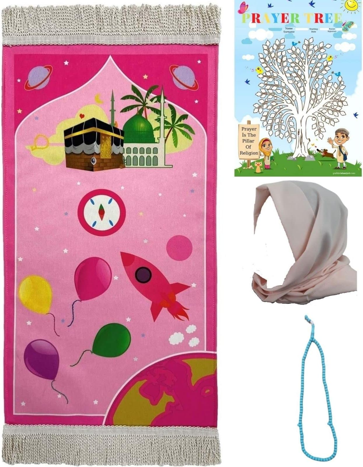Amazon.com: Ottoman Design Kids Prayer Mat - Pink Prayer Rug for Kids ...