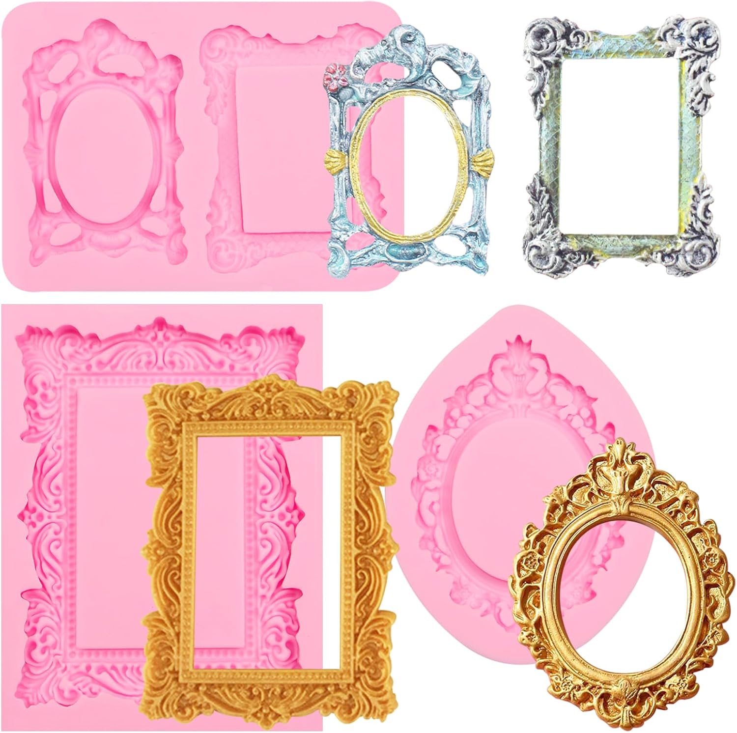 Amazon.com: Photo Frame Fondant Mold 3 Pcs, Picture Frames Silicone ...