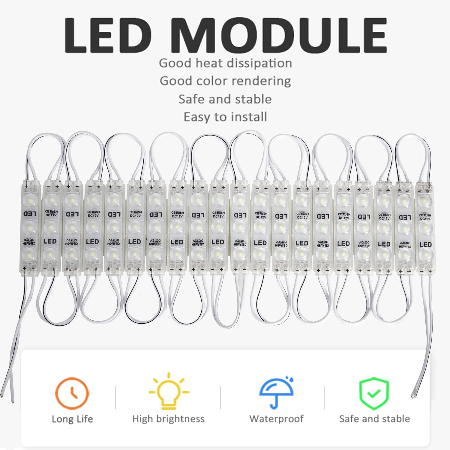 AOOYUANKE Módulo LED, 200 unidades de 100 pies, 3 letreros LED, módulo ...