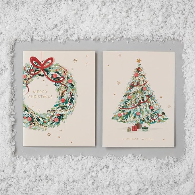 Morrisons Wreath and Tree Duo Cards 10pk : Amazon.co.uk: Stationery ...