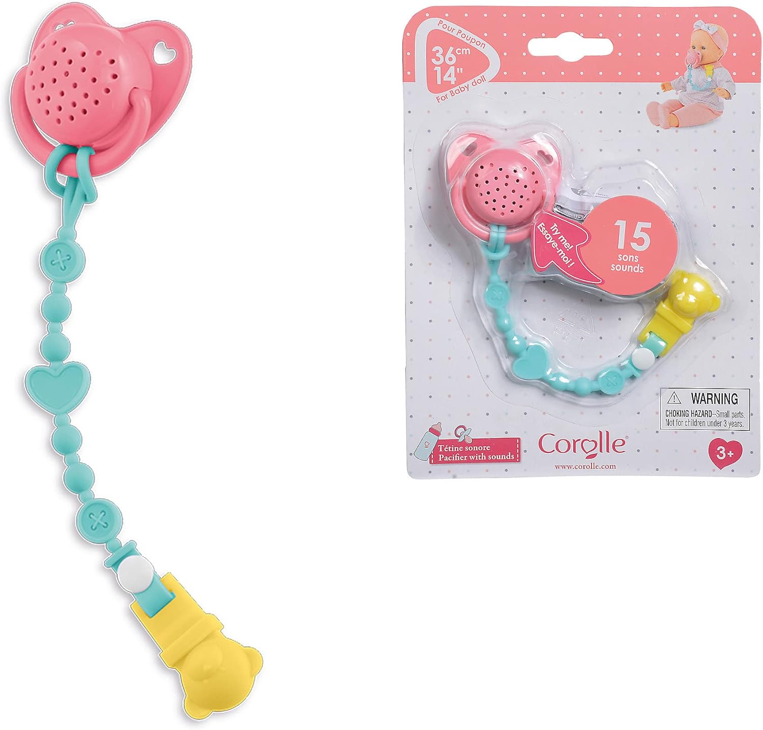 Amazon.com: Corolle Baby Doll Pacifier with 15 Sounds - for 14" Baby ...