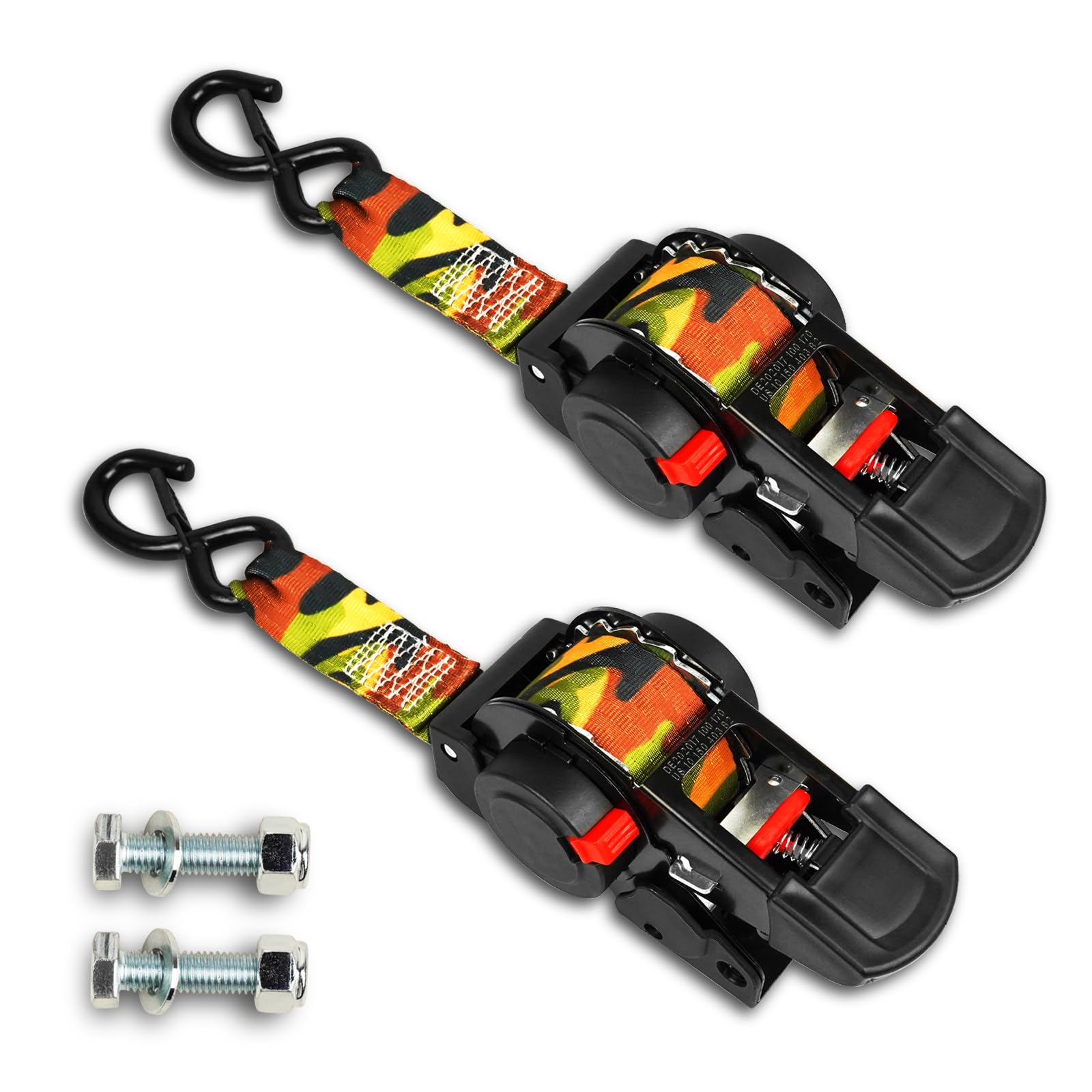 Amazon.com: NUOER 2 Packs Retractable Ratchet Straps (1.5in x 12.3ft ...