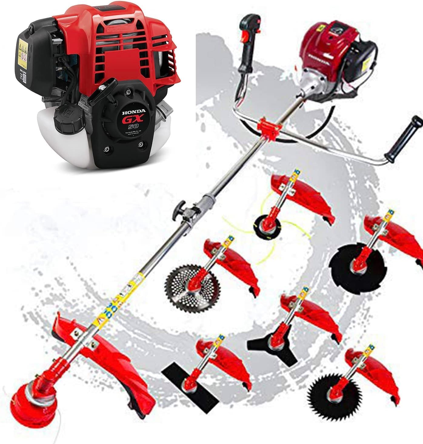 Amazon.com : GX50 Brush Cutter 7 in 1 Lawn Mower Pruner 4 Stroke Hedge ...