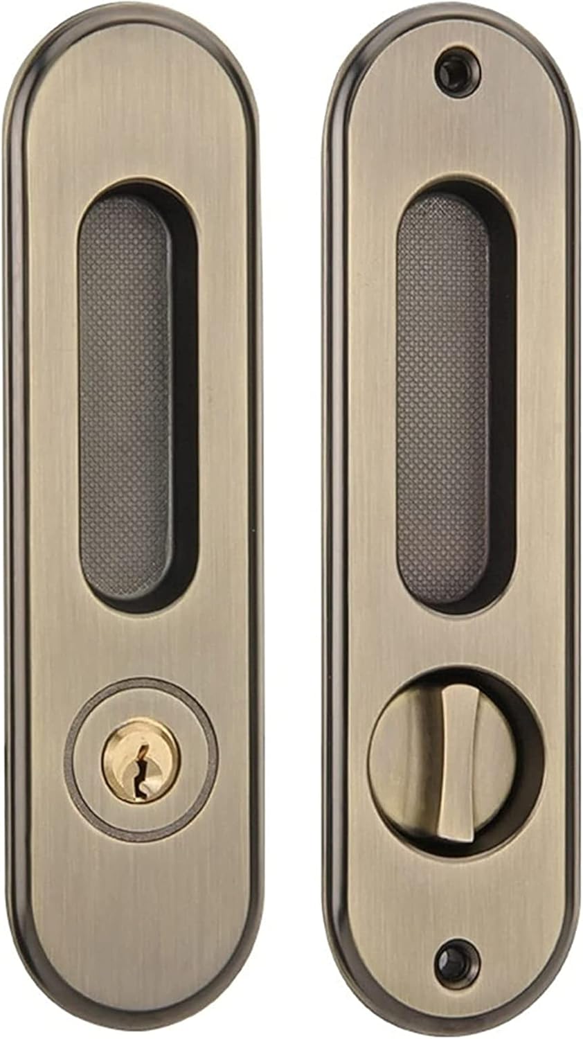 Hardware Sliding Door Lock with Keys Hidden Interior Door Pulls Lock ...