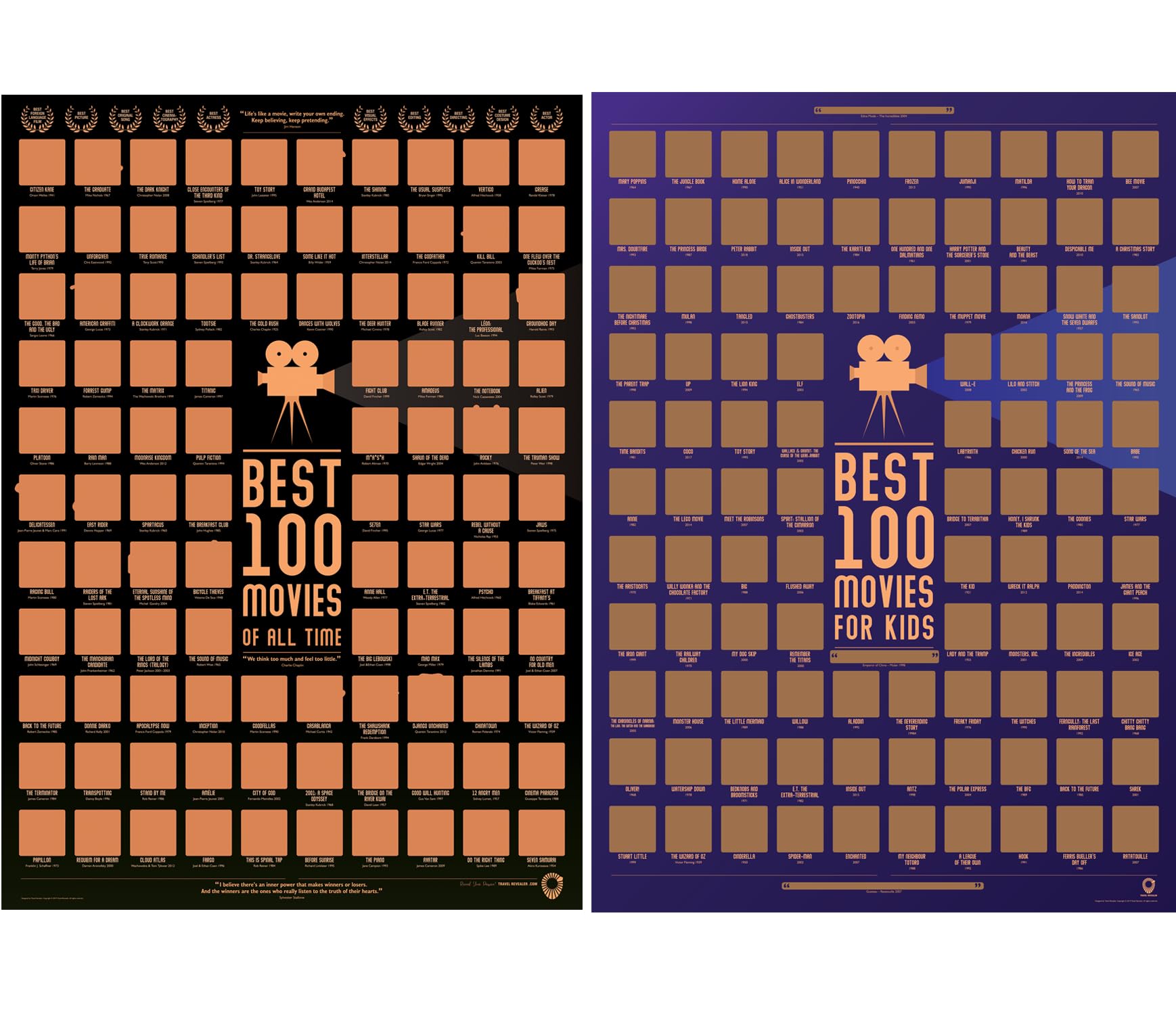 Amazon.com: Travel Revealer 100 Movie Scratch Off Poster + 100 Kids ...