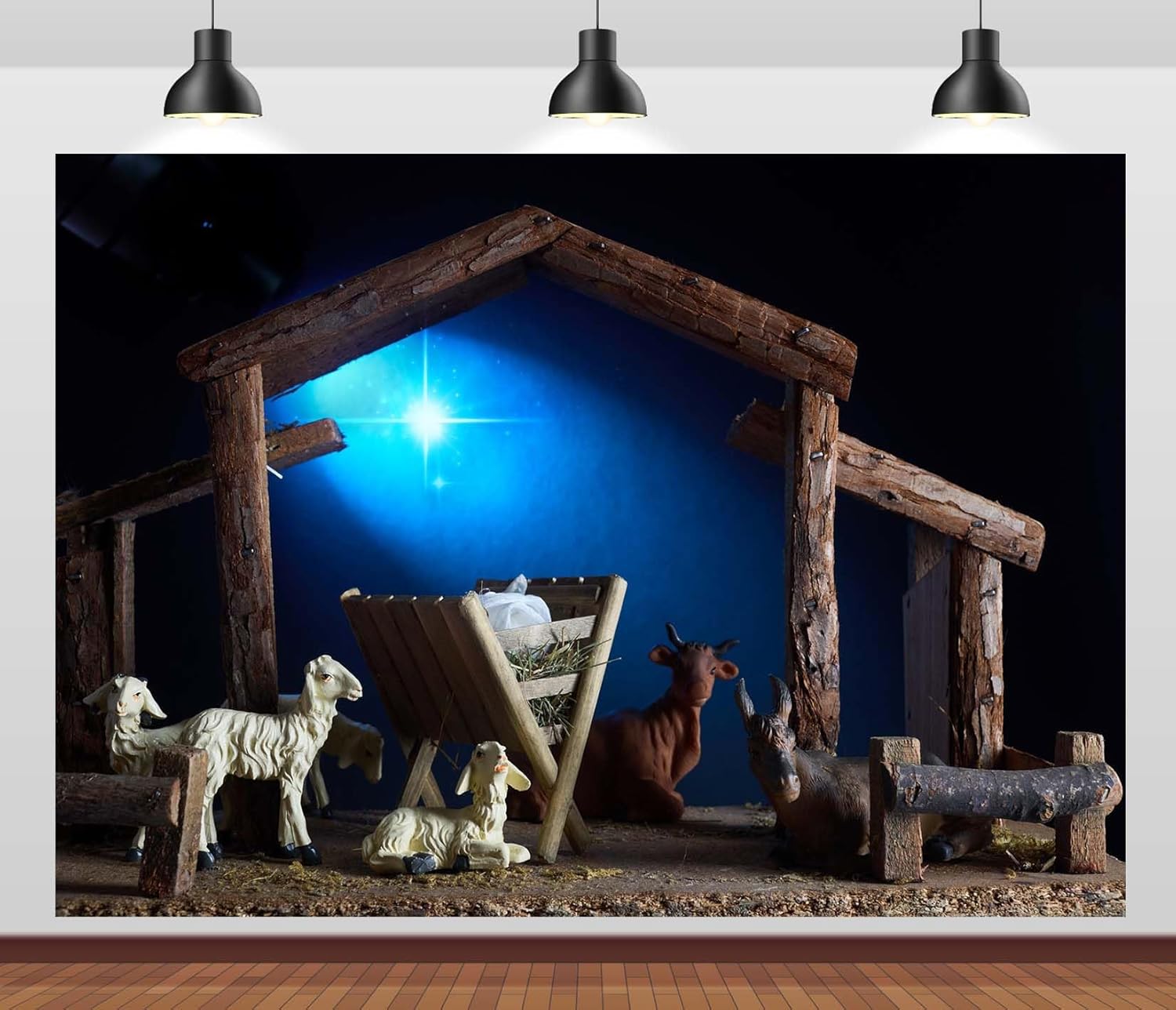 Amazon.com : BELECO 10x10ft Fabric Nativity Scene Backdrop Bethlehem ...