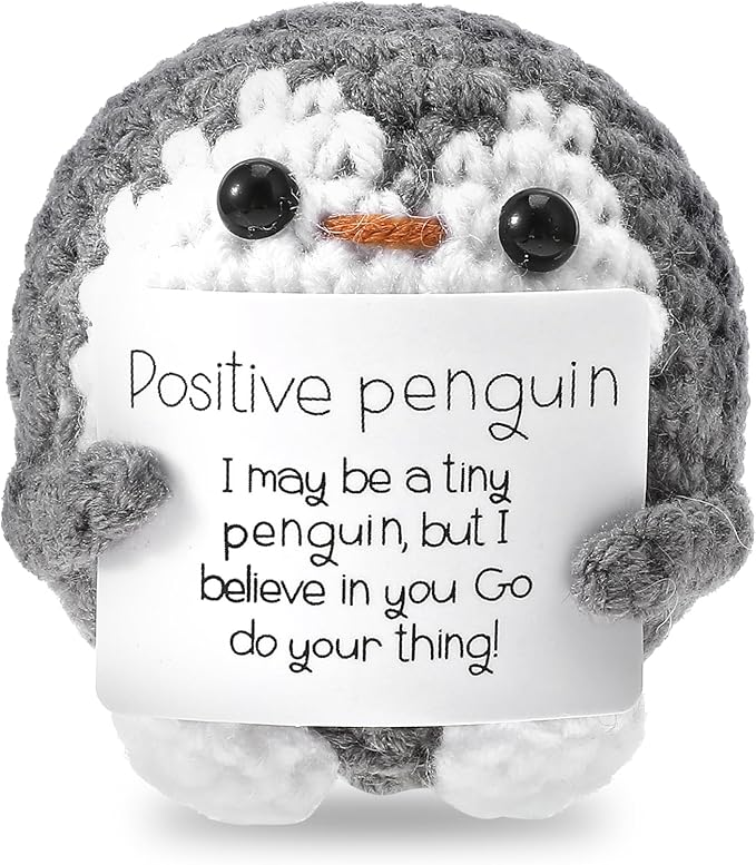 Amazon.com: Funny Positive Penguin - 3 Inch Mini Crochet Cute Wool ...