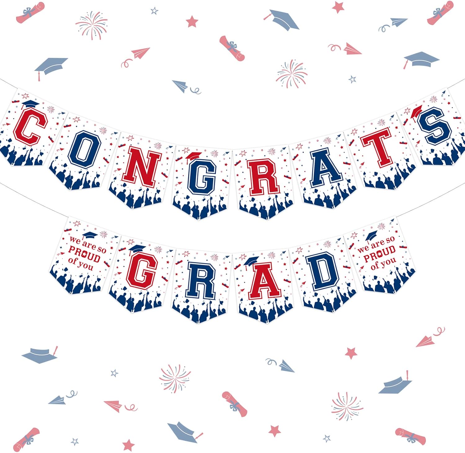 Amazon.com: Congrats Grad Banner 2025 - Red and Blue Grad Banner We Are ...