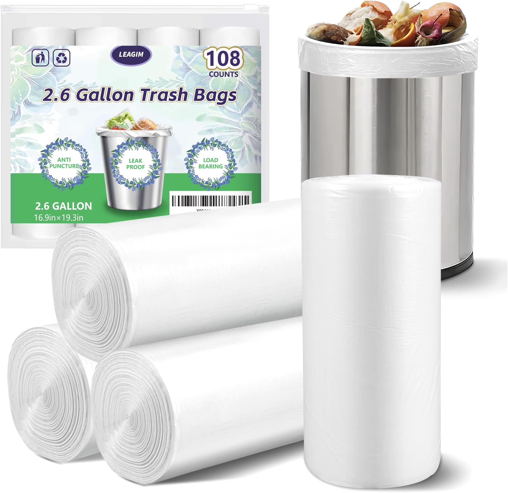 Amazon.com: 2.6 Gallon Trash Bag Biodegradable Black - Small Garbage ...