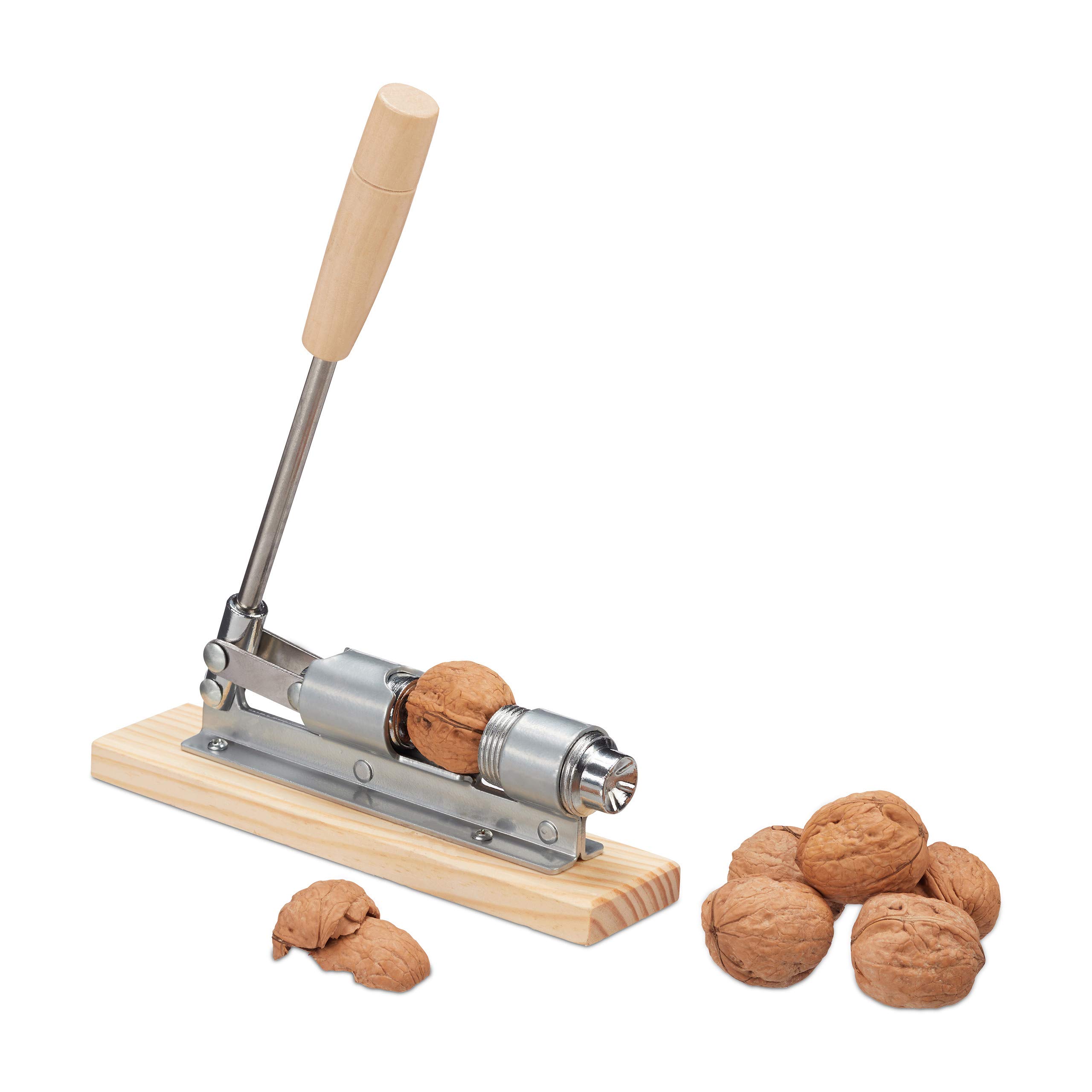 Relaxdays, Silber/Natur Retro Nussknacker Holz, Nutcracker ...