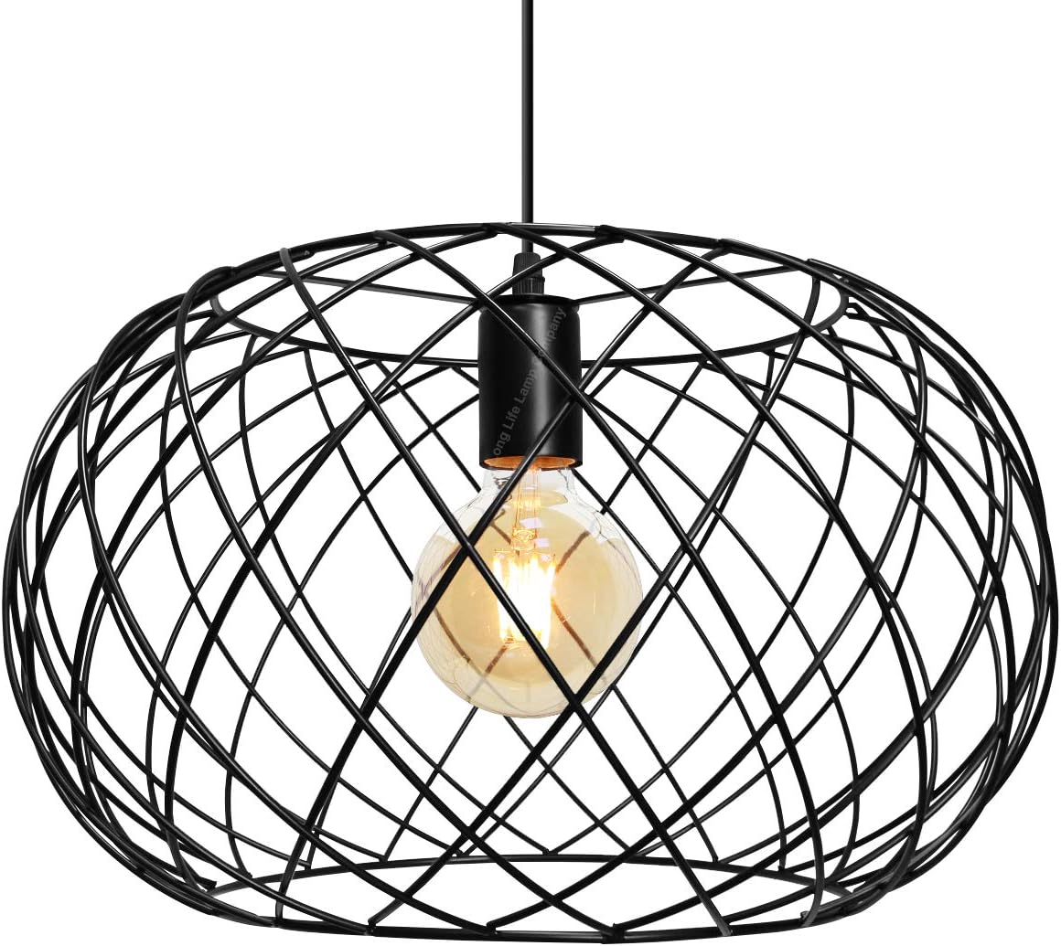 Wire Cage Globe Pendant Light Black Metal Retro Industrial Ceiling Lamp ...