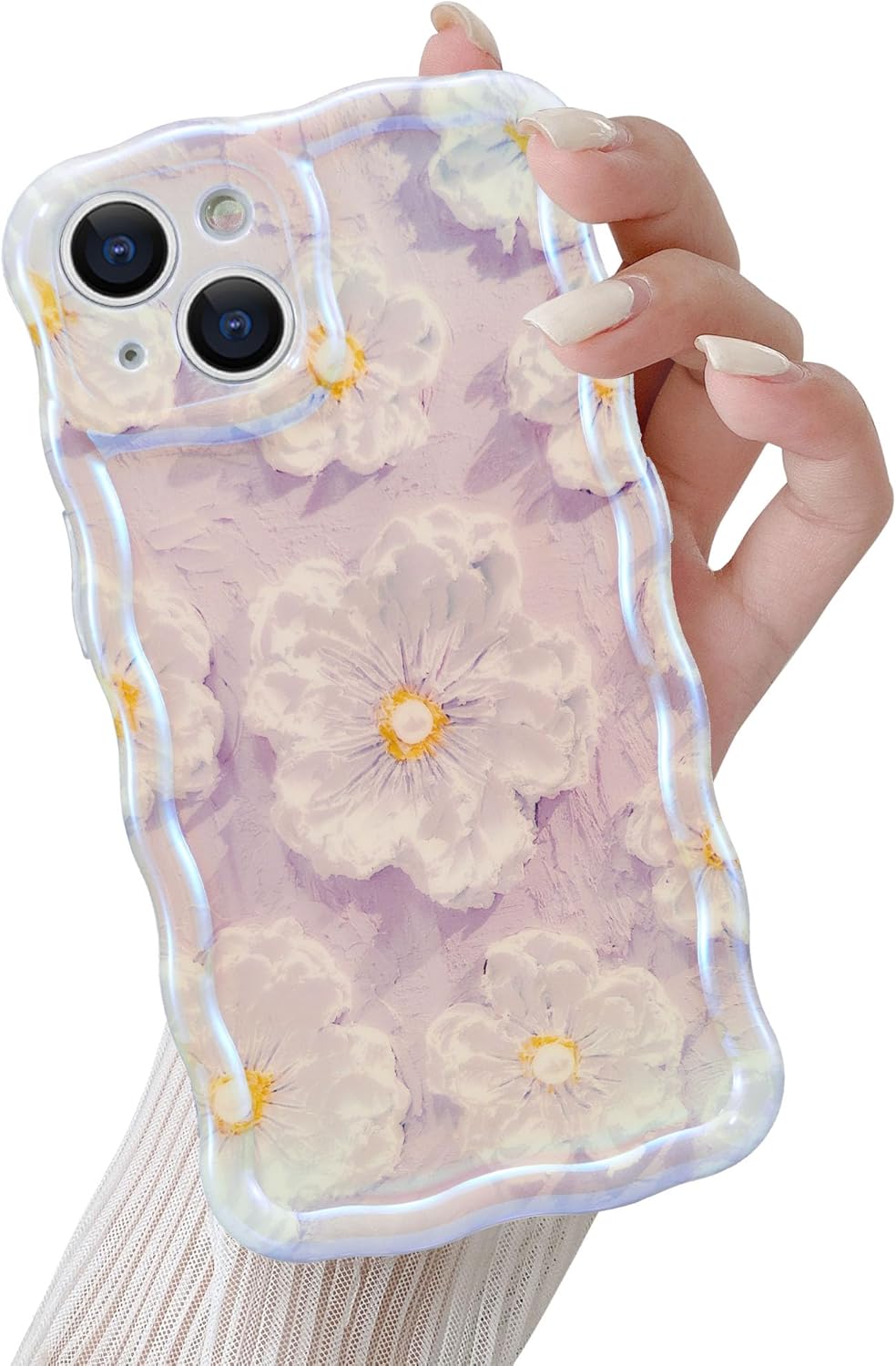 Amazon.com: QLTYPRI Case for iPhone 13, Laser Colorful Retro Oil Painting Flower Pattern Cute ...