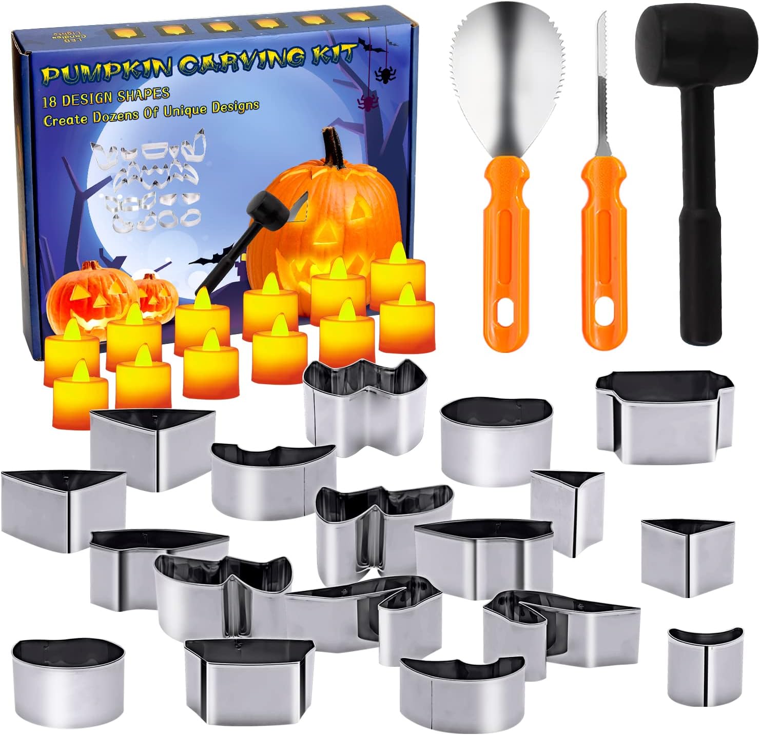 Amazon.com: AHCSMRE 16Pcs Pumpkin Carving Kit Halloween Pumpkin Carving ...