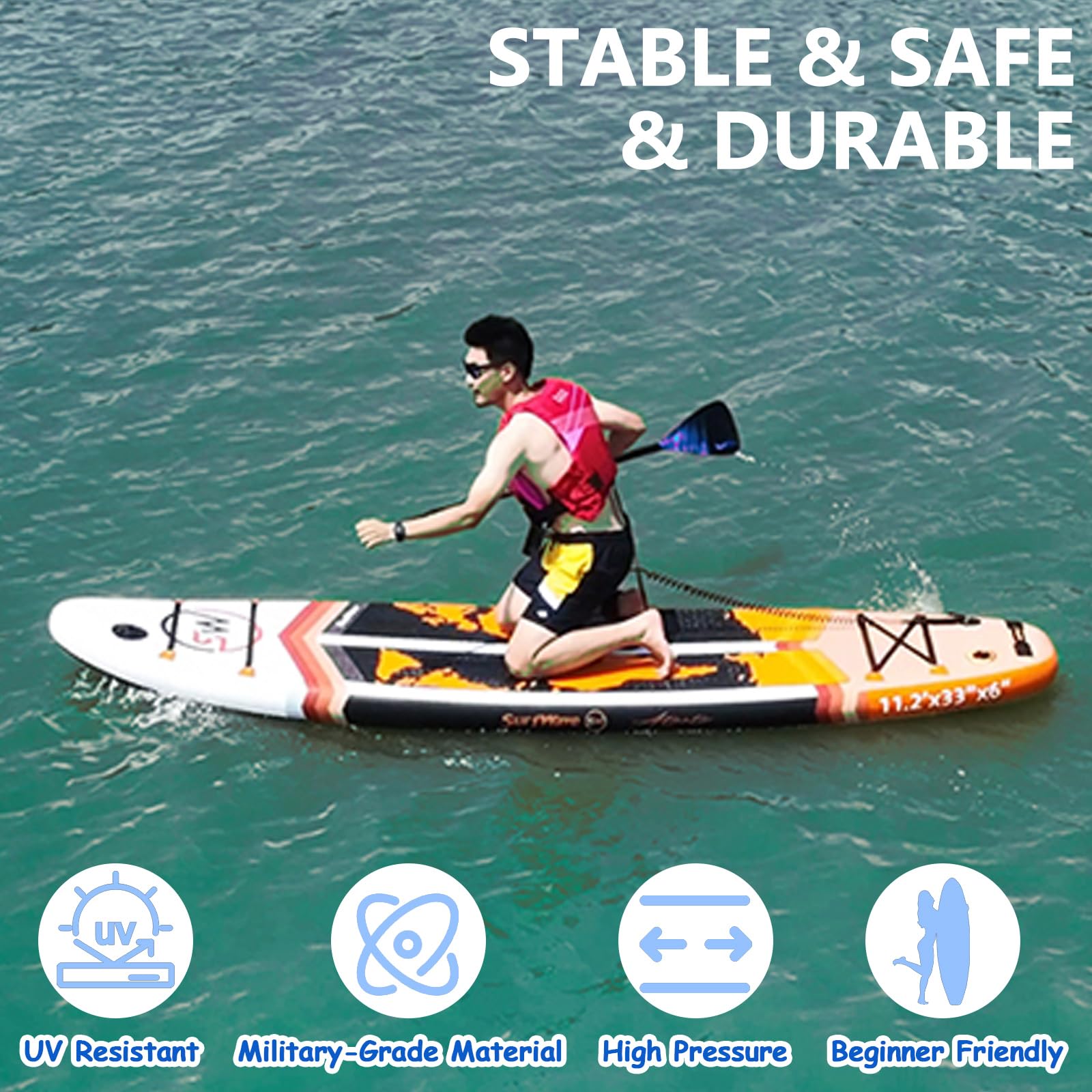 Extra Wide Inflatable Paddle Board 2 In 1 Adjustable Paddle ...