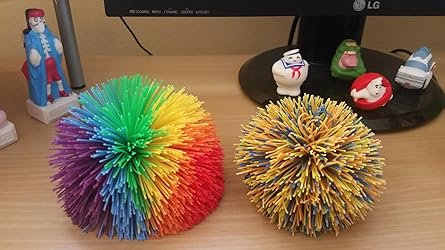 Amazon.com: 4.5Inch Large Rainbow Stringy Ball Silicone Bouncing Fluffy ...