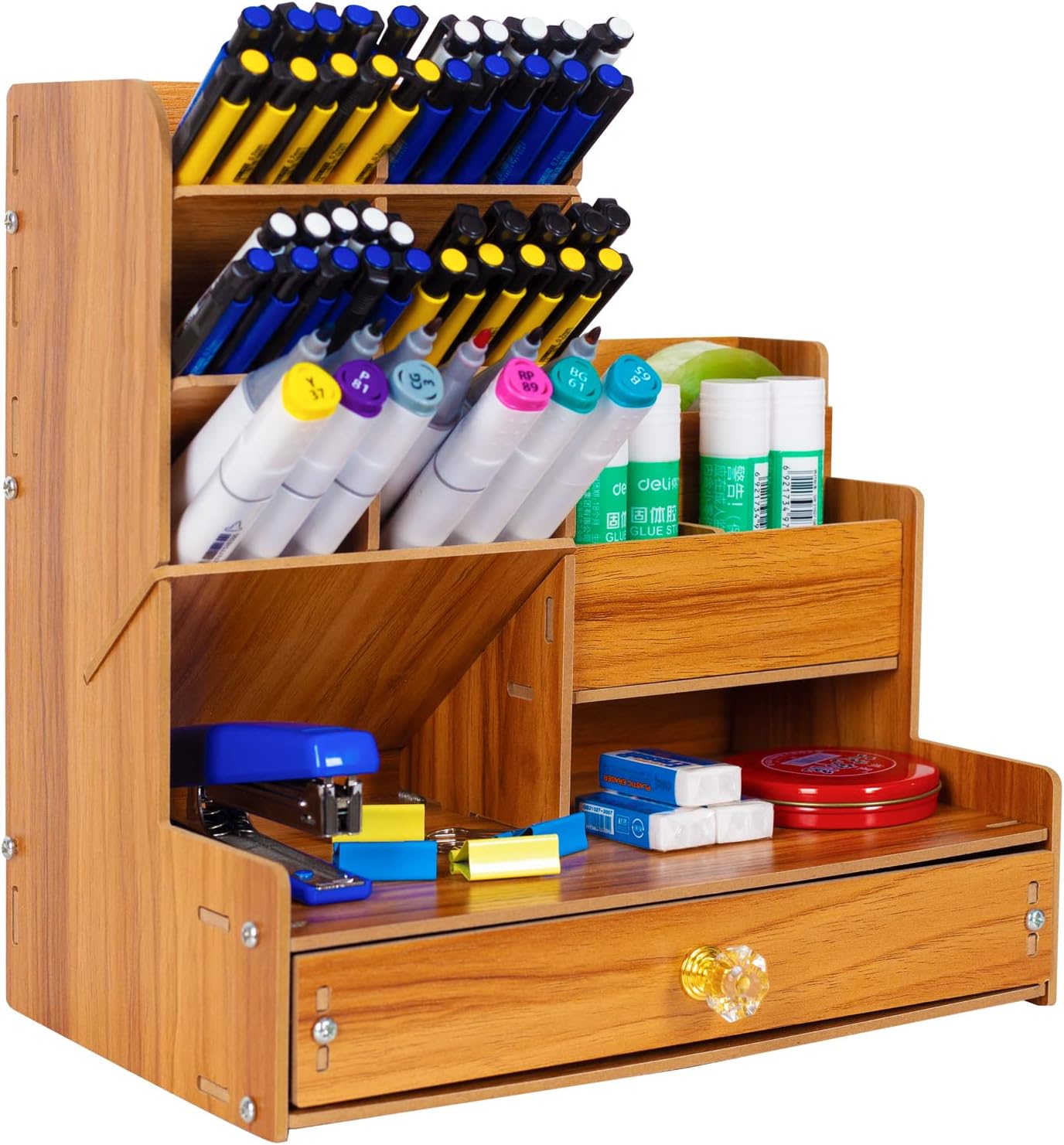 Amazon.com: ShellKingdom Wooden Desk Organizer, Desktop Stationery ...