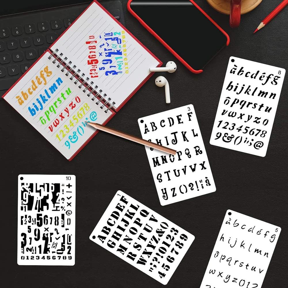 Letter Stencils 12 Pcs Stencils for Crafts 4x7 inch Alphabet Stencils ...