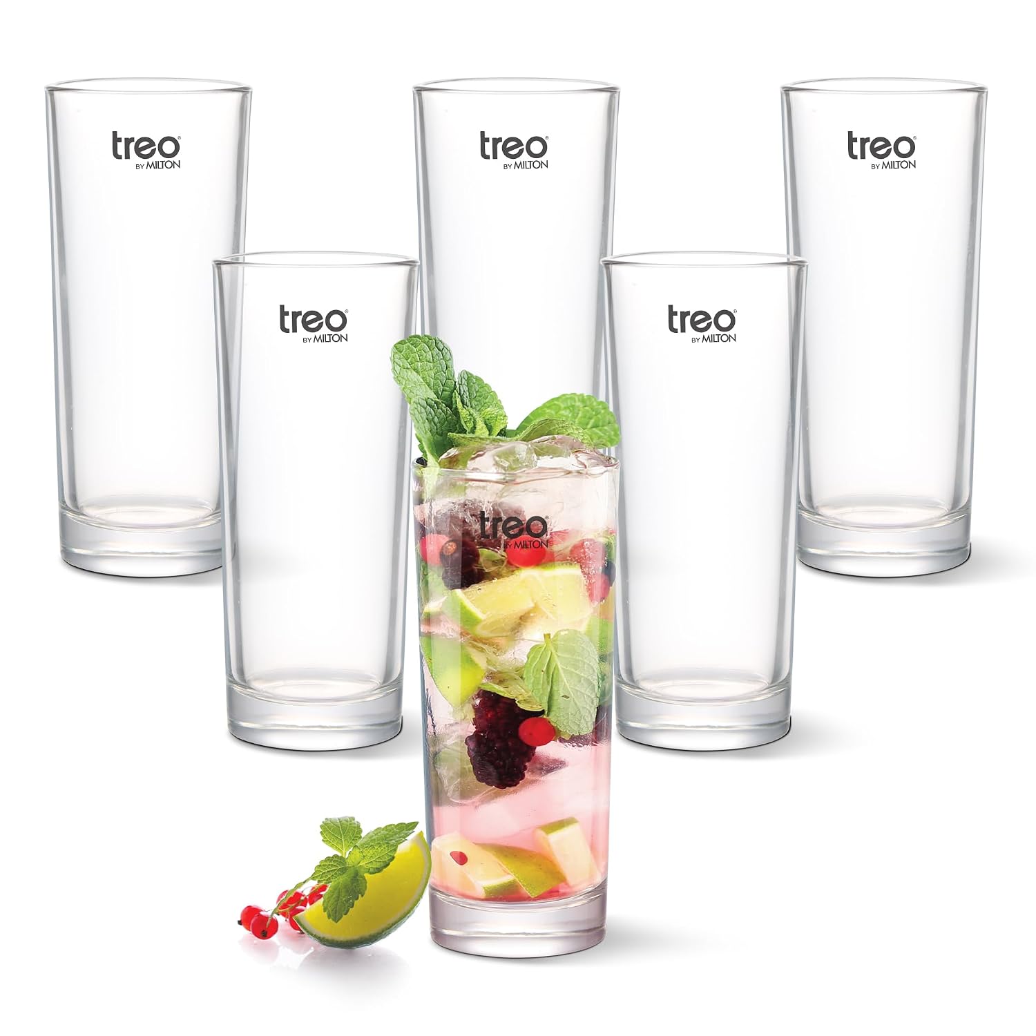 Buy Treo by Milton Embassy Cool Glass Tumbler, 290 ml, Clear Plain ...