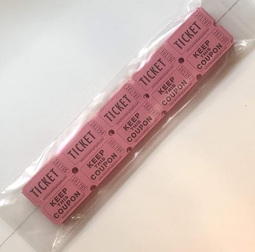Amazon.com : 100 Pink Colored Raffle Tickets Double Roll 50/50 Carnival ...