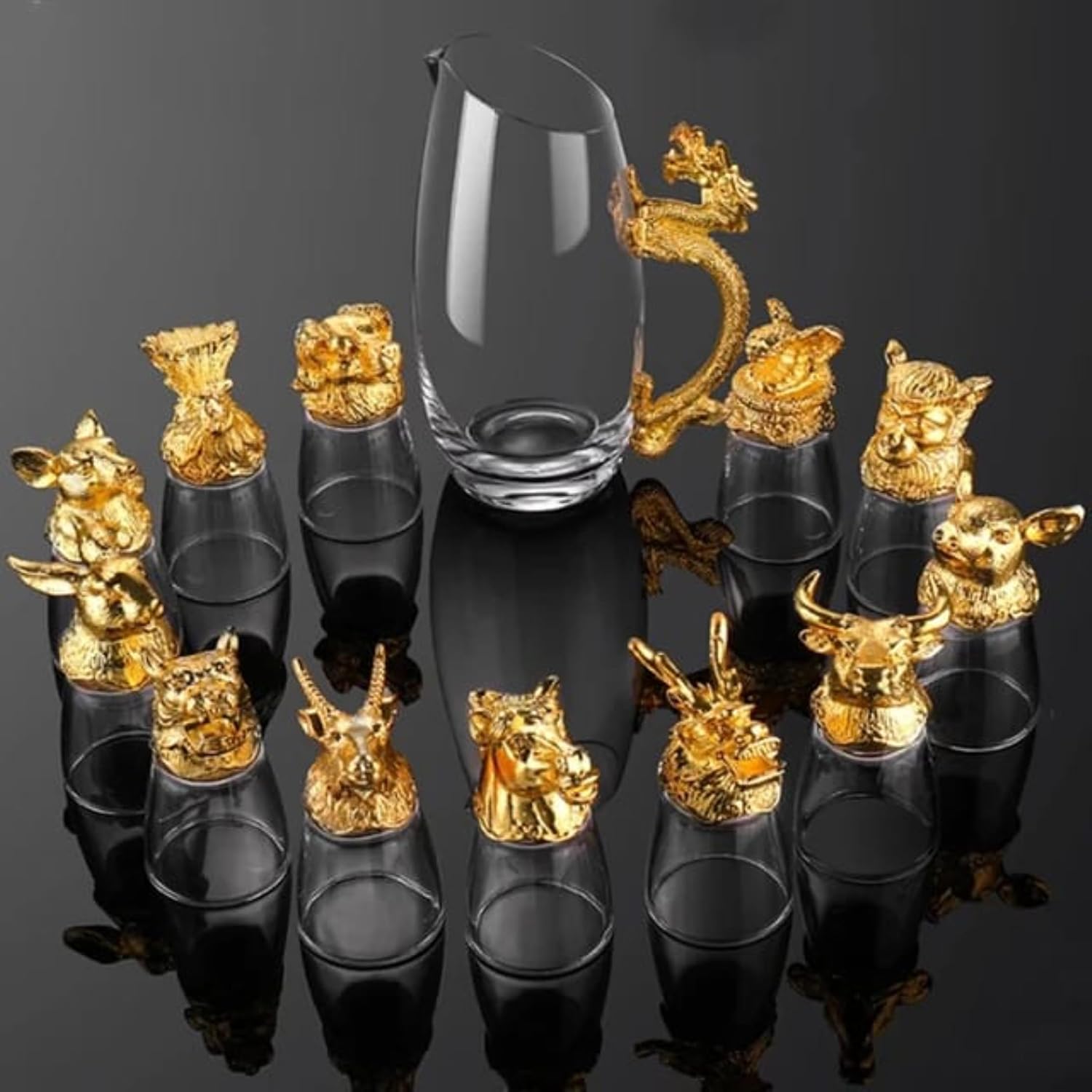 Buy Melbify Zodiac Animal Shot Glasses | 12 pcs (60 ml) & Dispenser ...