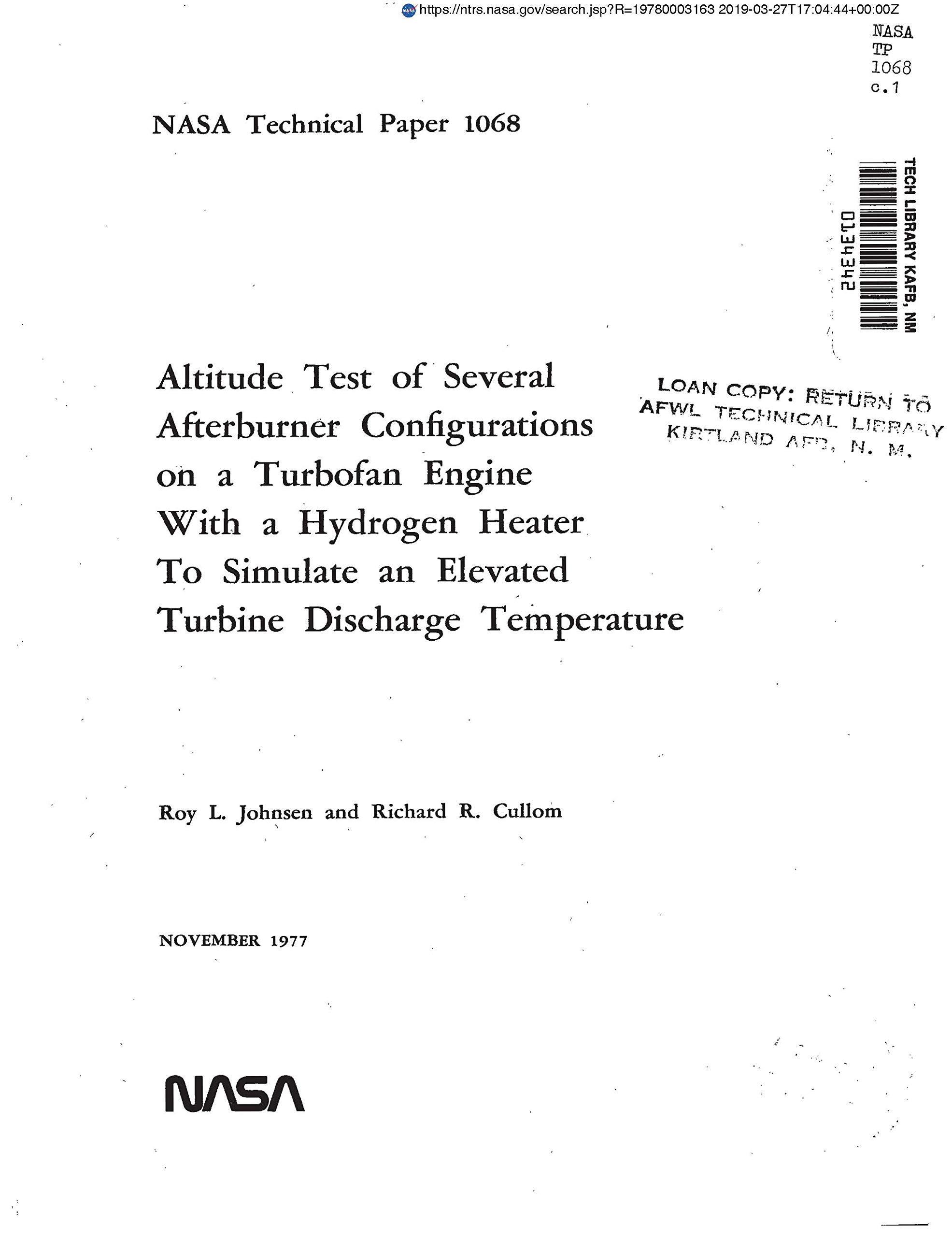 Buy Altitude test of several er configurations on a turbofan engine ...