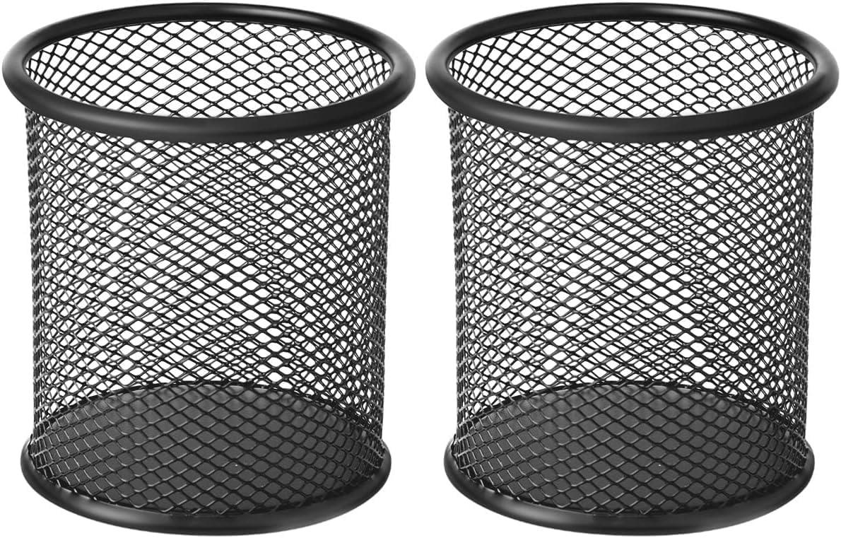 Amazon.com: TIECHI 2 Pack Mesh Metal Pen Holder for Desk, 3.54×3.85IN ...