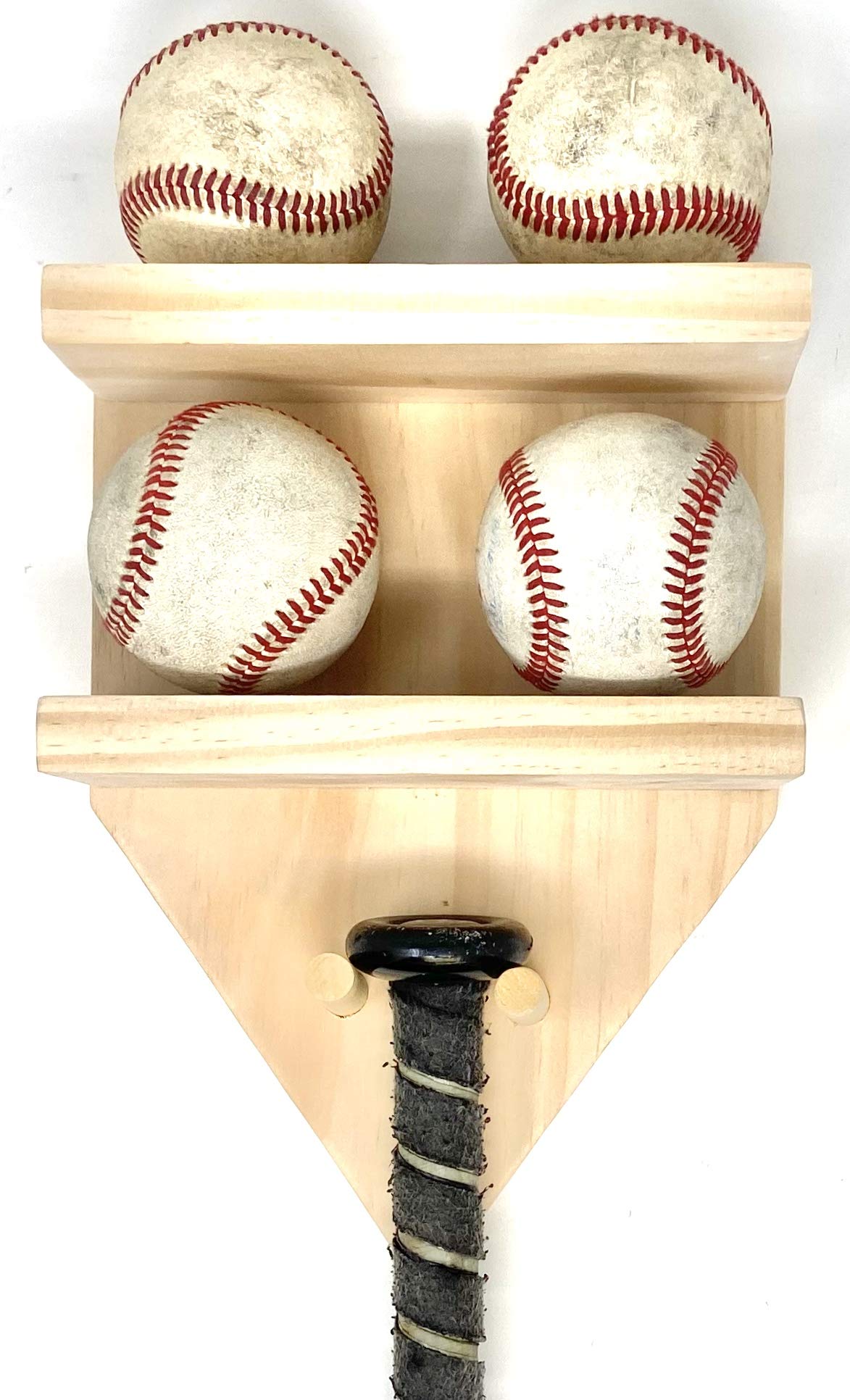 Amazon.com : Natural Wood Full Size Baseball Bat Rack Display 4 ...