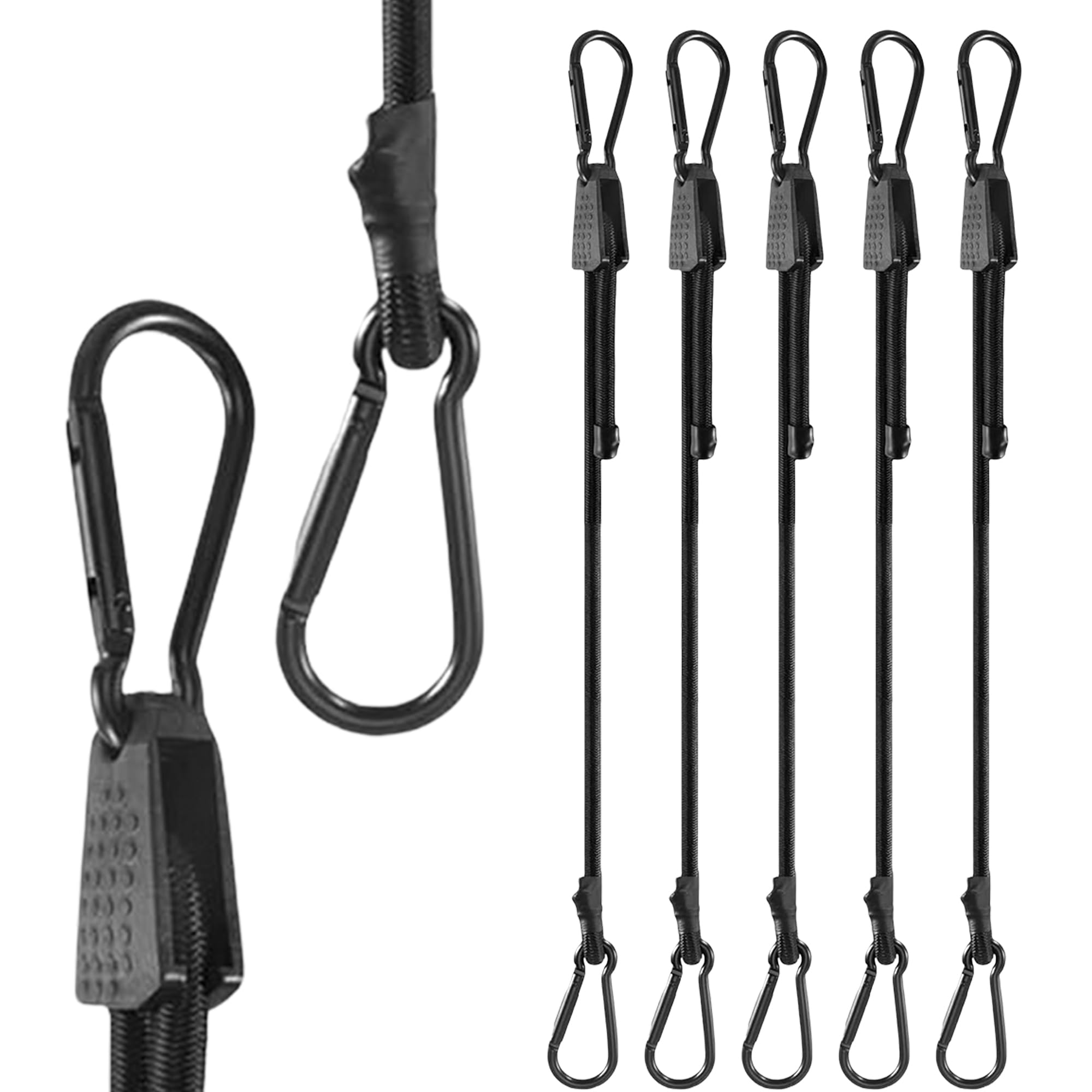 6PCS 47" Adjustable Bungee Cords with Iron Carabiner Clip, Rubber ...