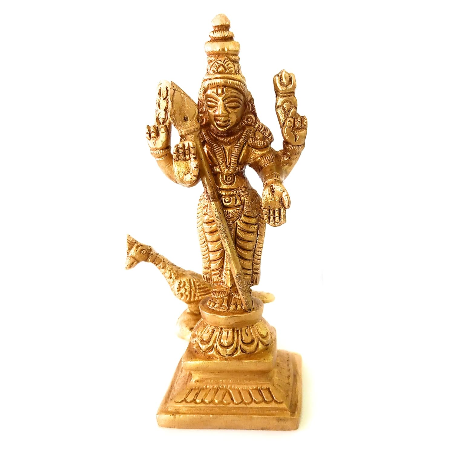 Buy Ayyappan Traders Antique Brass Murugan Statue with Vel | Brass ...