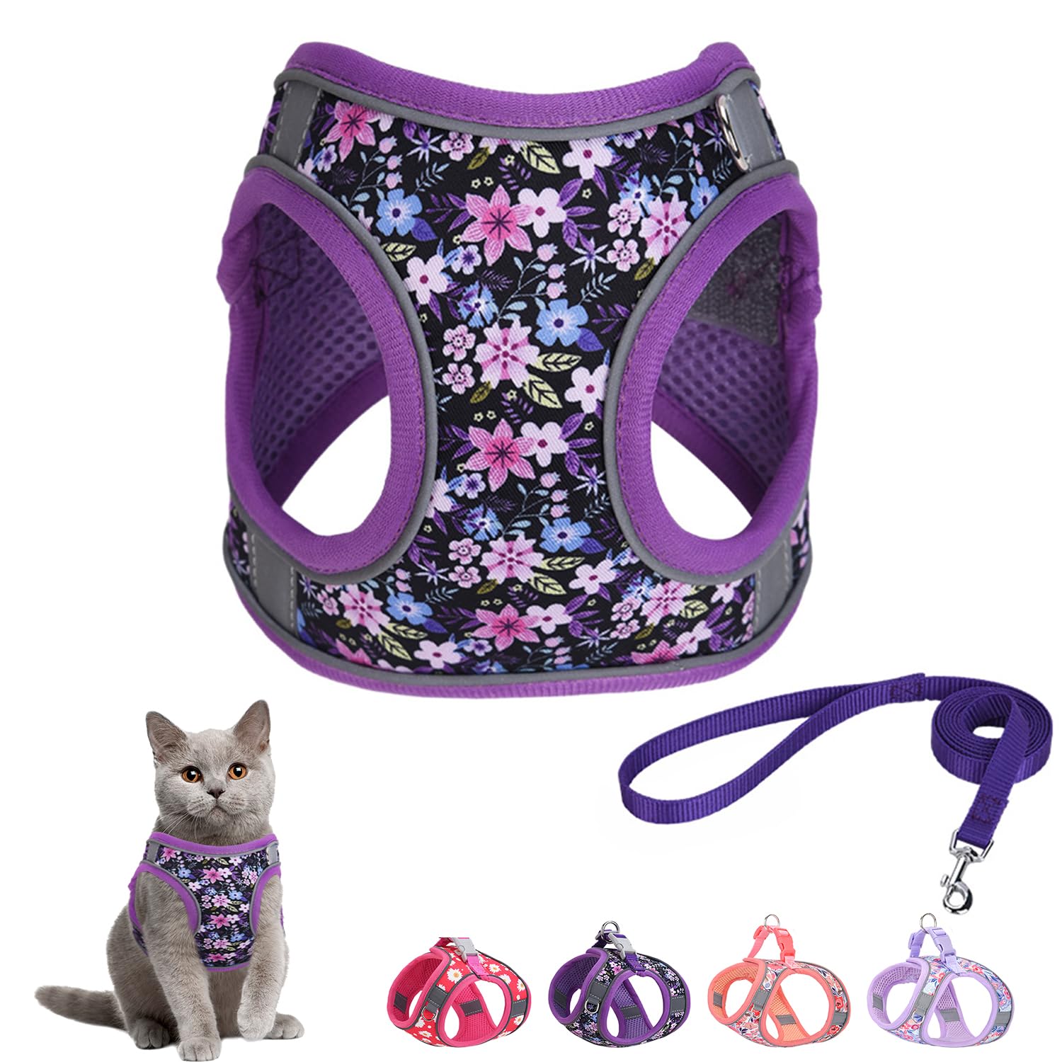 Amazon.com : Step in Dog Harness and Leash Set, Flower Adjustable Easy ...