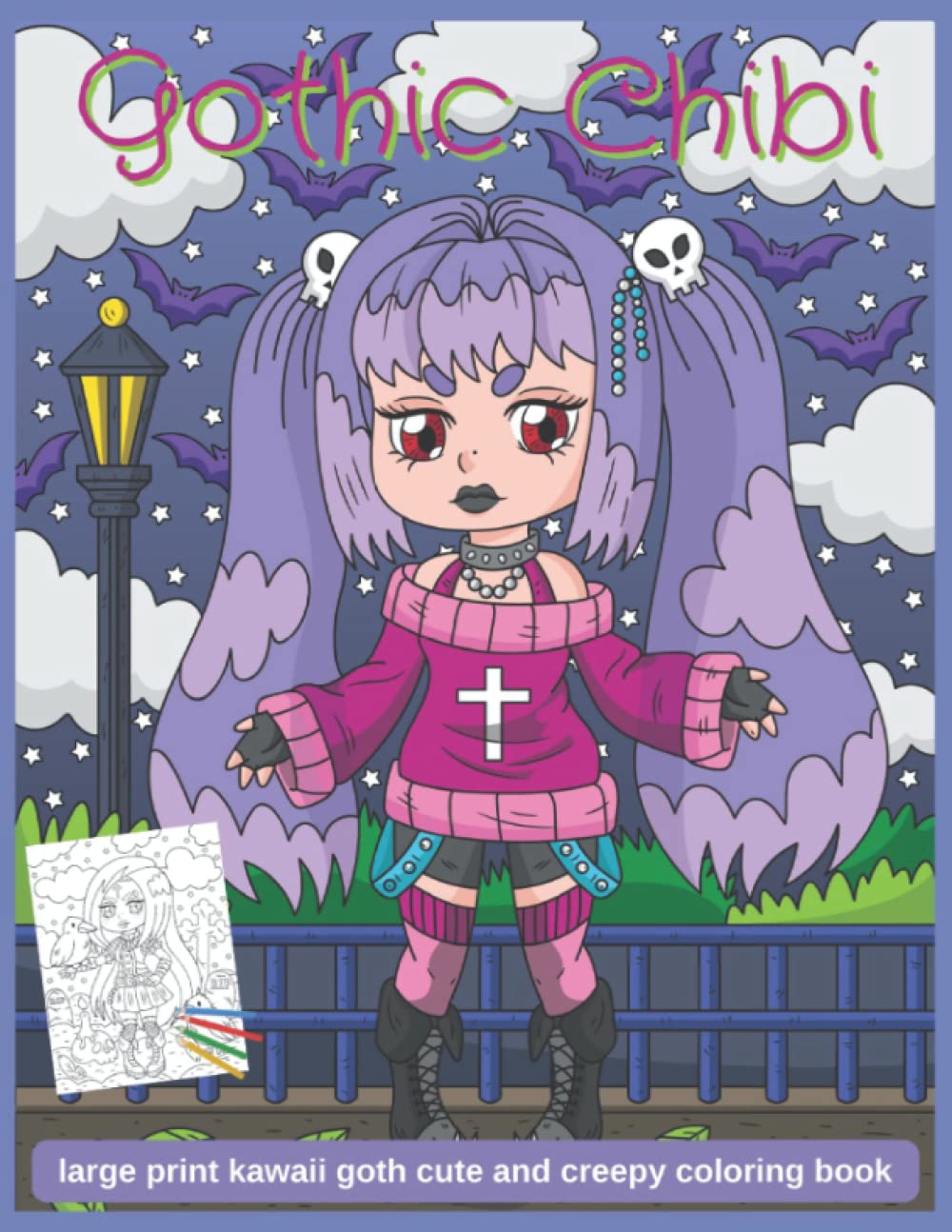 Buy Gothic Chibi: large print kawaii goth cute and creepy coloring book ...