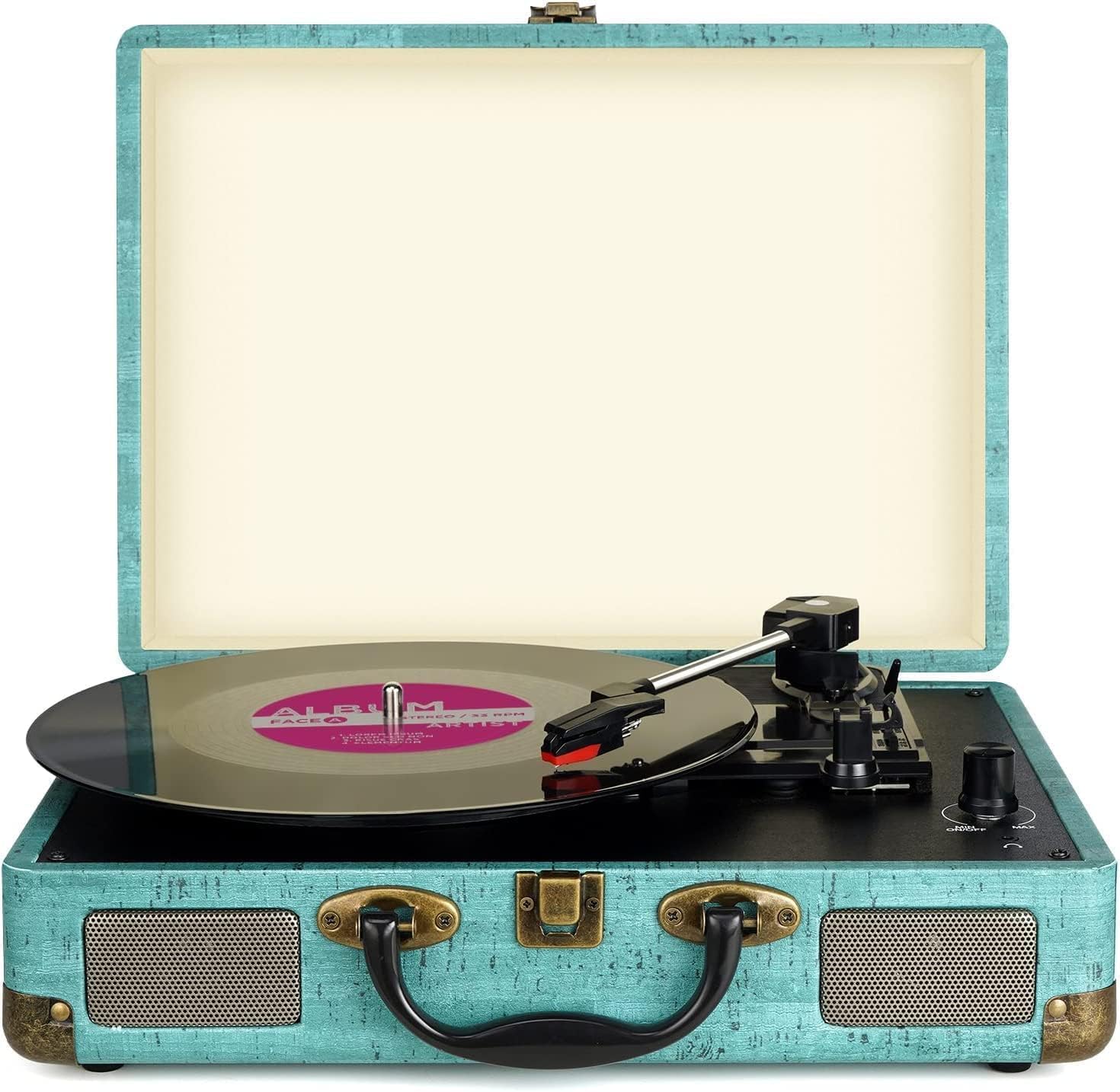 Amazon.com: Vinyl Suitcase Record Player Bluetooth Turntable with Built ...