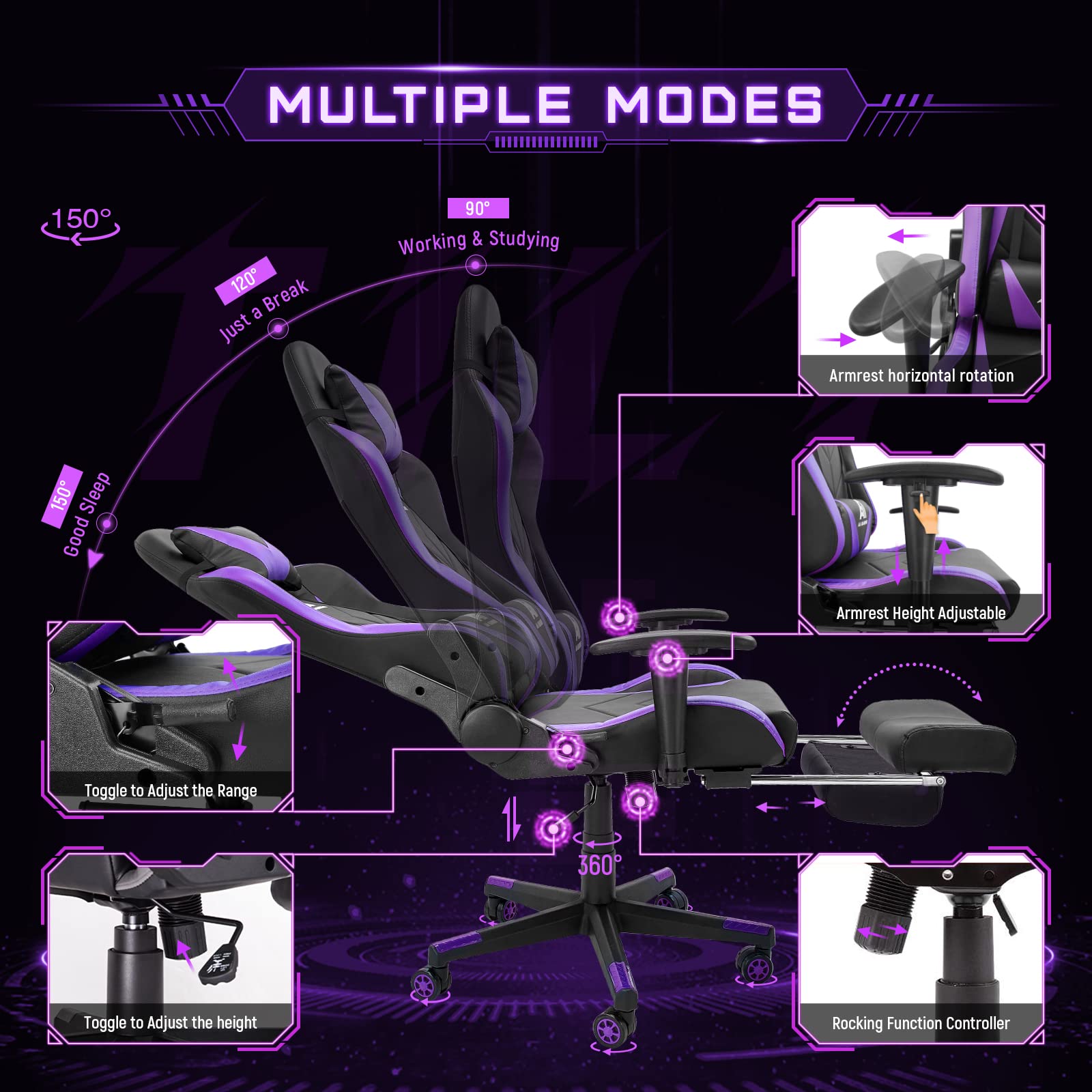 Snapklik.com : AA Products Gaming Chair - High Back Ergonomic Computer ...