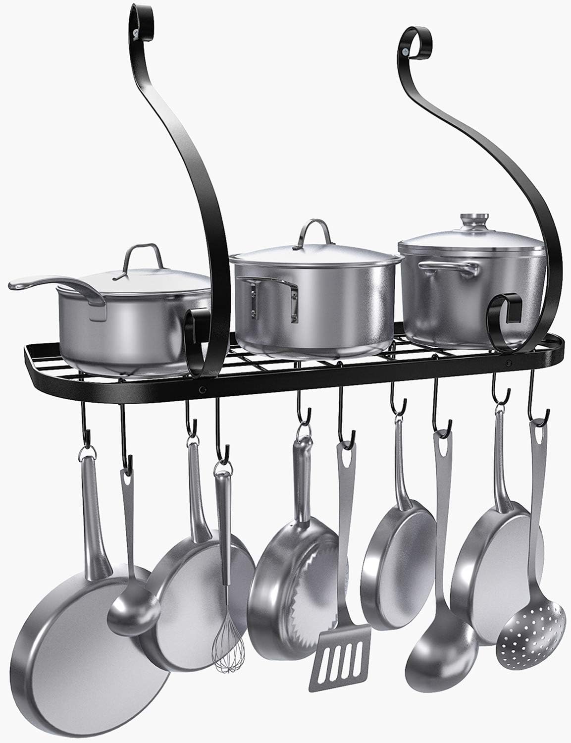 Amazon.com: Vdomus Wall Mounted Pot and Pan Rack for Kitchen, Cookware ...