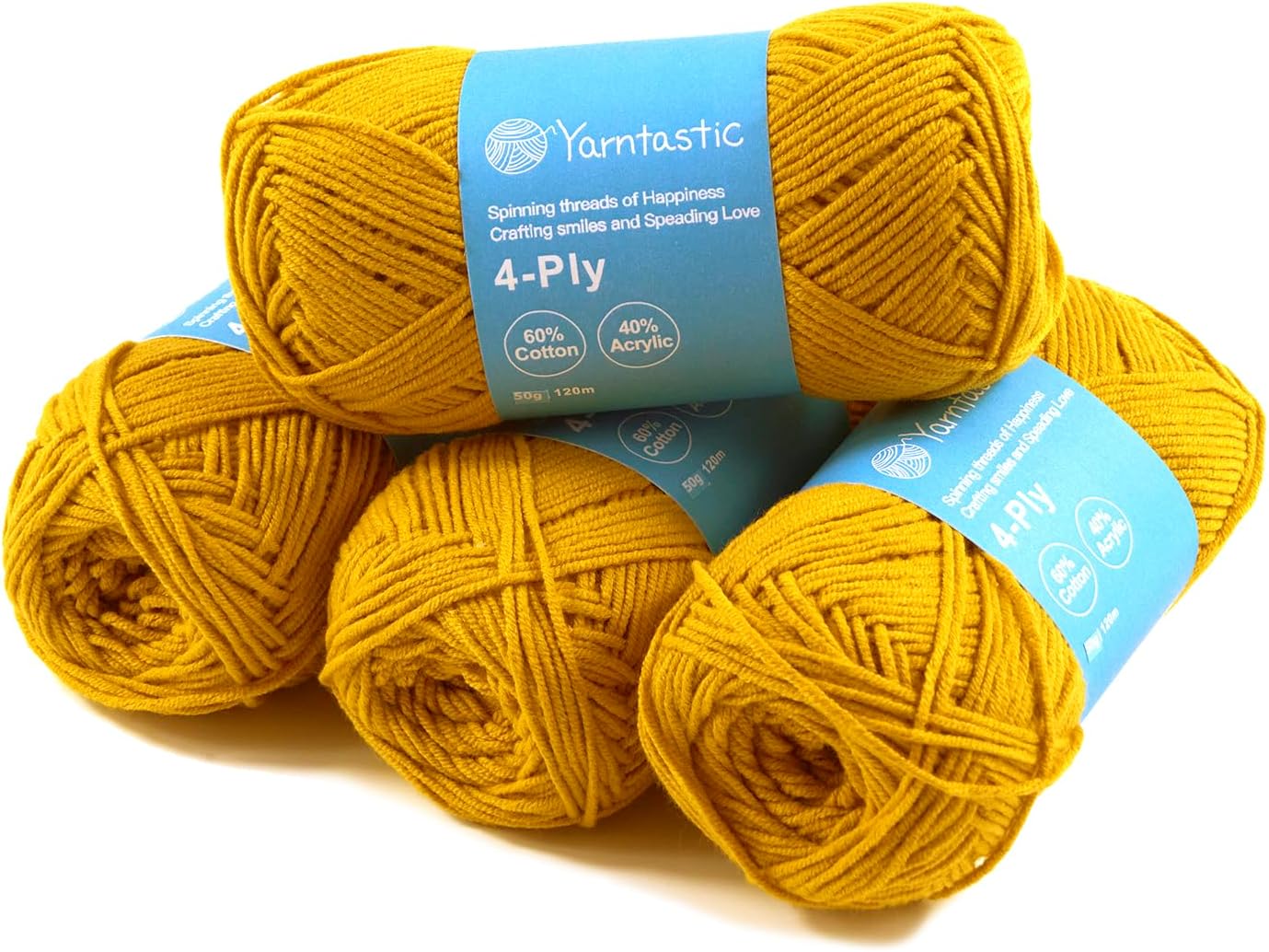 Yarntastic 50g x 4 Balls in a Pack, 4 Ply Yarn, 16 Wraps per inch ...
