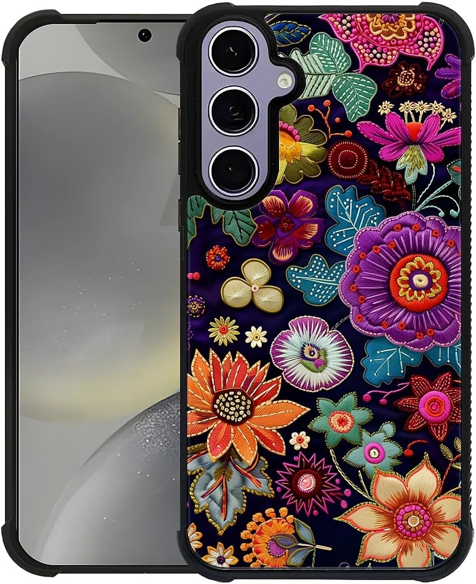 Amazon.com: CARLOCA Case for Samsung Galaxy S25 S24,Rainbow Floral ...