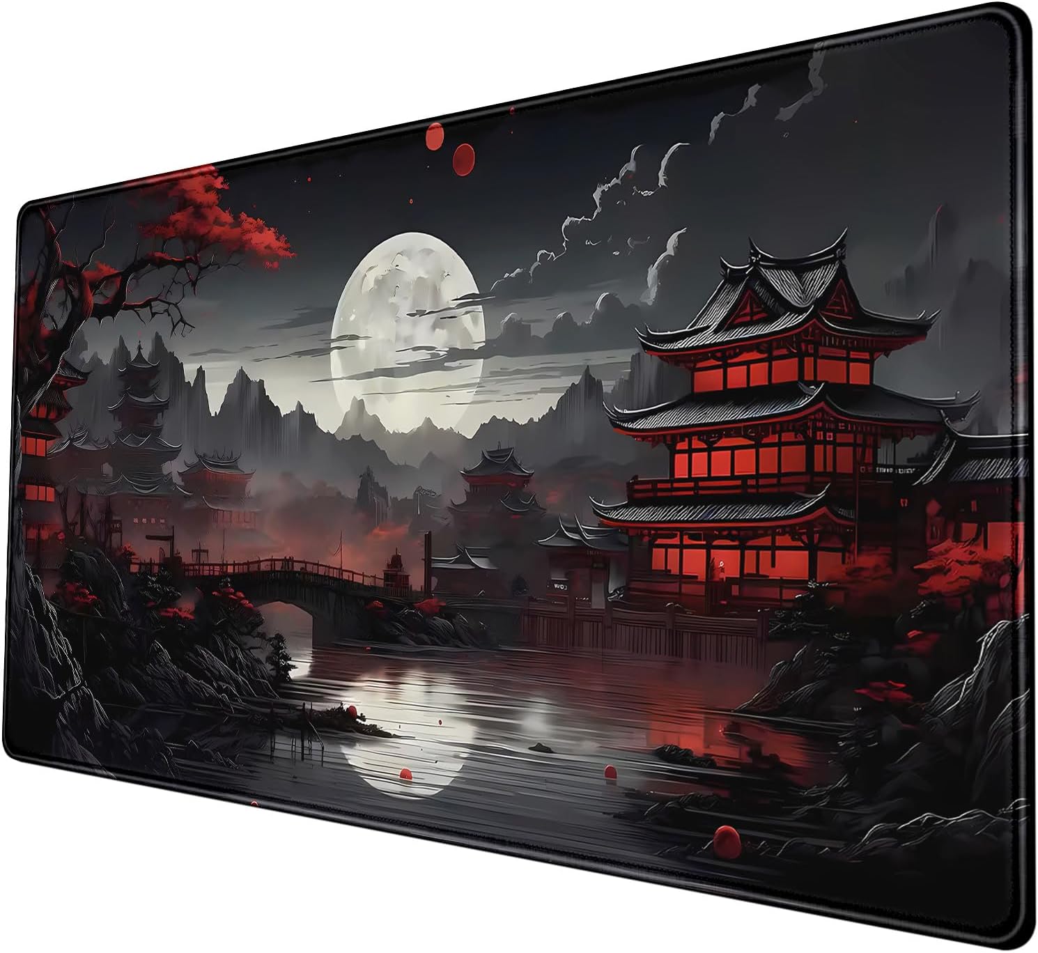 Amazon.com: Japanese Black Red Mouse Pad Large-31.5x15.7in-Anime ...