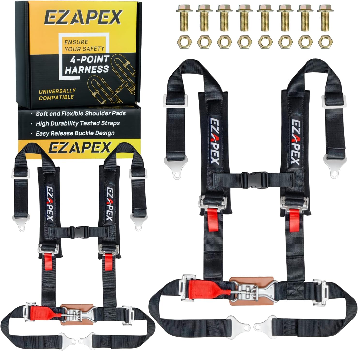 Amazon.com: Pro Armor A114220 Black 4 Point Harness 2" Straps, 2 Pack ...