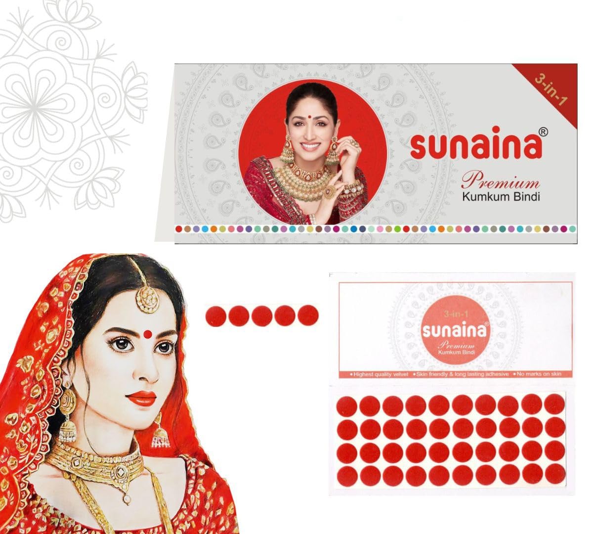 Amazon.com : Sunaina Red Sticker Premium Kumkum Forehead Bindi Silver ...