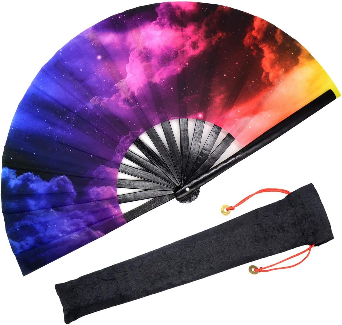 Amazon.com: OMyTea Large Rave Folding Hand Fan for Men/Women - Chinese ...