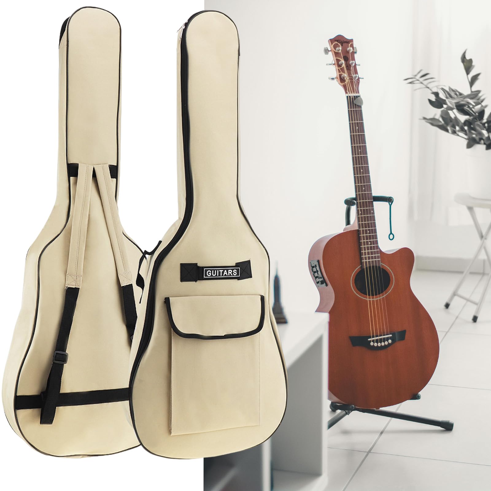 Amazon.com: Acoustic Guitar Bag 40 41 Inch, Guitar Gig Bag, Double ...