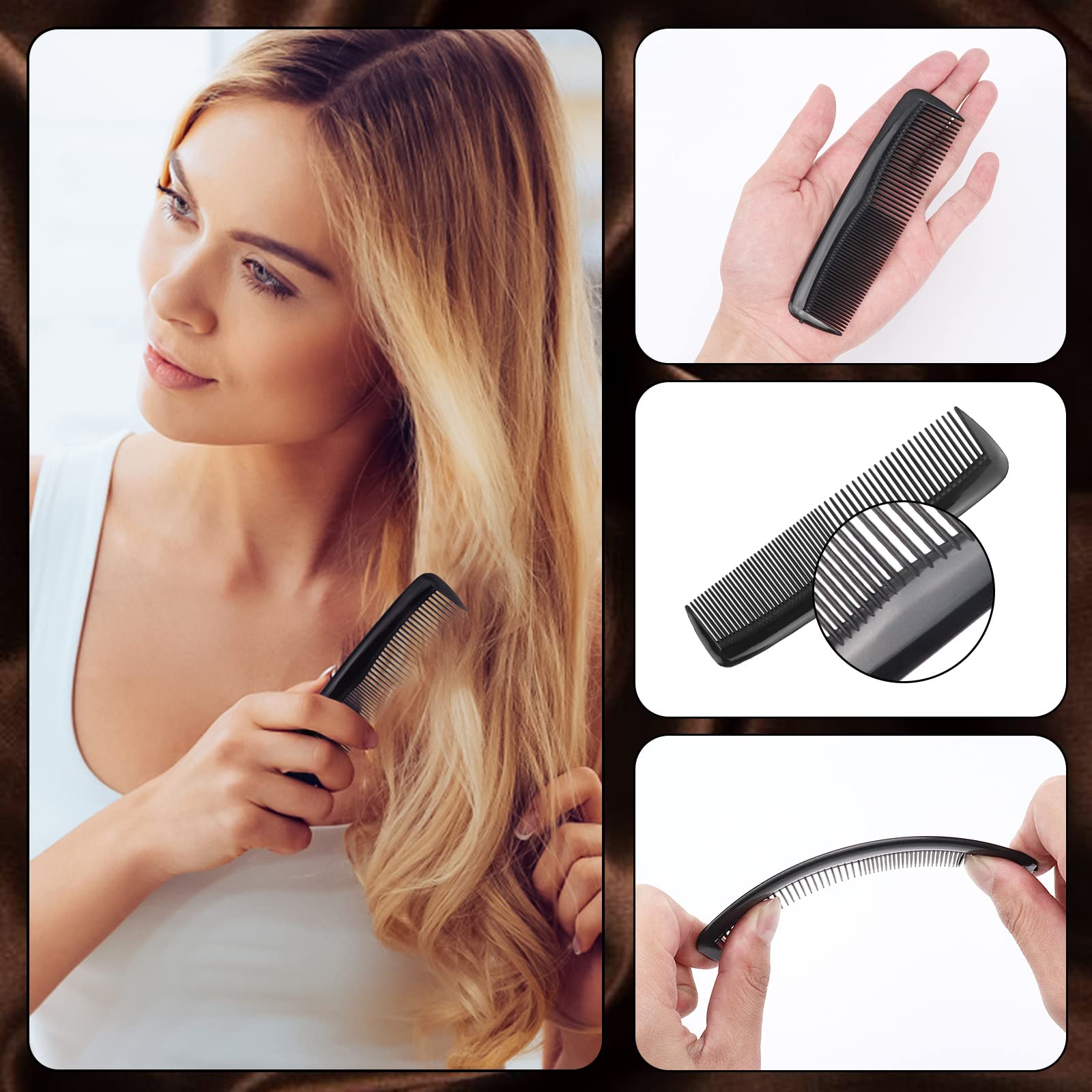 Snapklik.com : 200 Pack Bulk Combs, Individually Wrapped, Pocket Combs, Black Plastic Fine ...