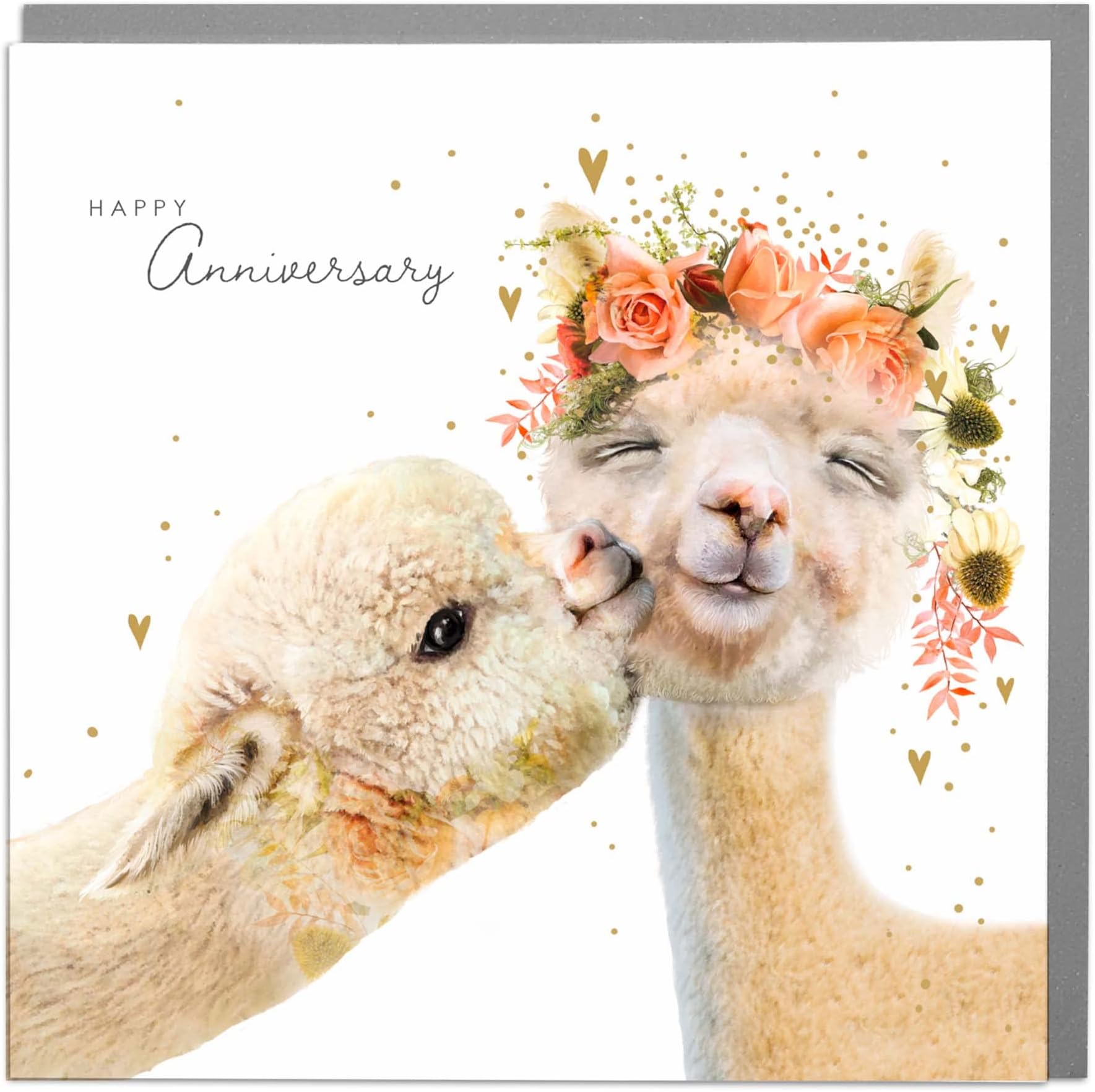 Lola Design - Wedding Anniversary Card - Two Alpacas - Blank Card with ...