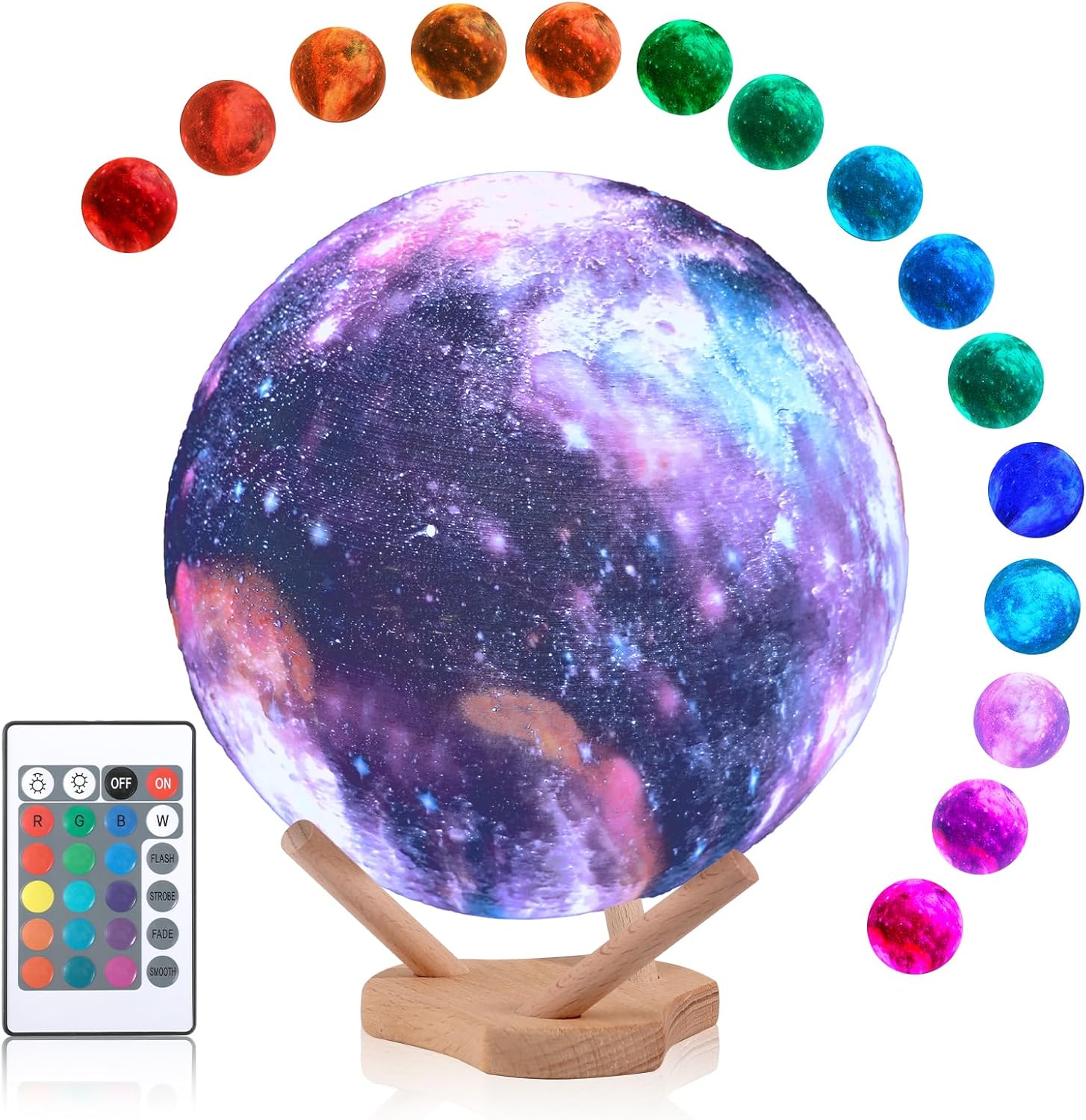 Amazon.com: Moon Lamp Galaxy Lamp Kids Night Light 5.9 Inch 16 Colors ...