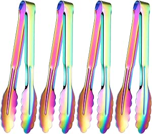 Amazon.com: Weewooday 4 Pcs Rainbow Serving Tongs 10 Inch Stainless ...